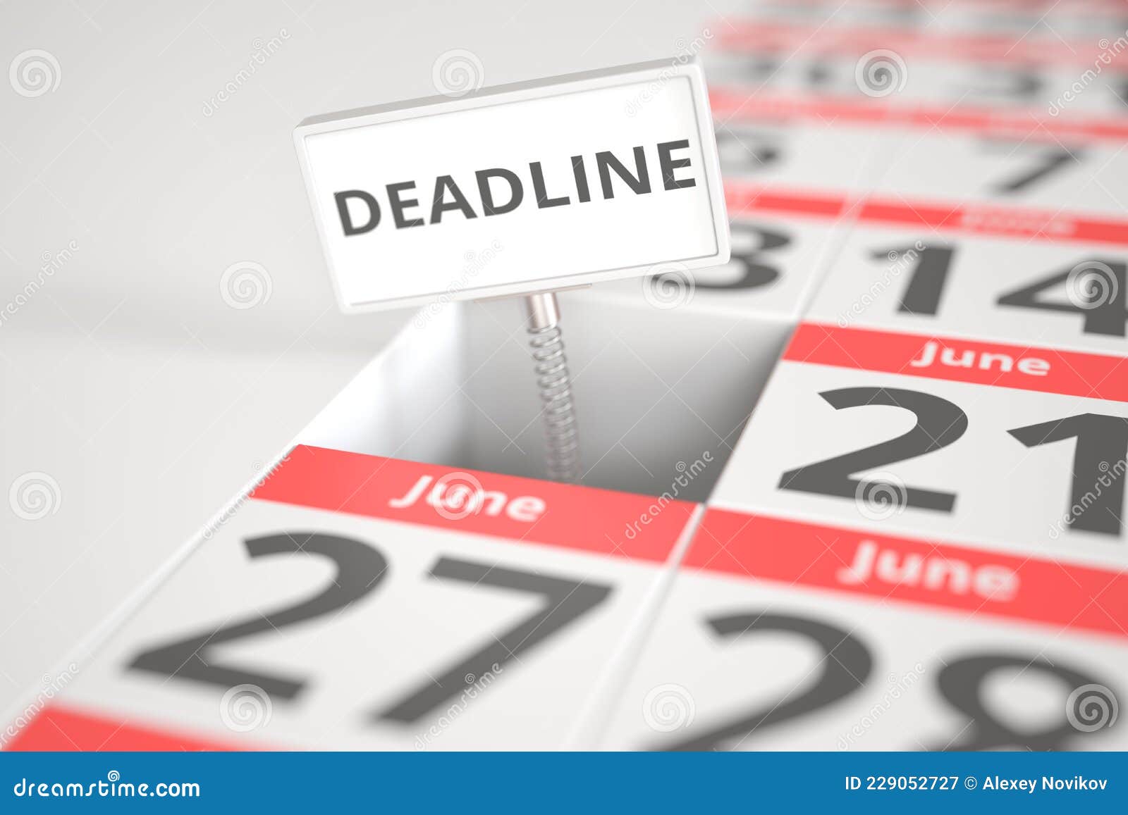 DEADLINE Notice on June 20 in a Calendar, 3d Rendering Stock ...