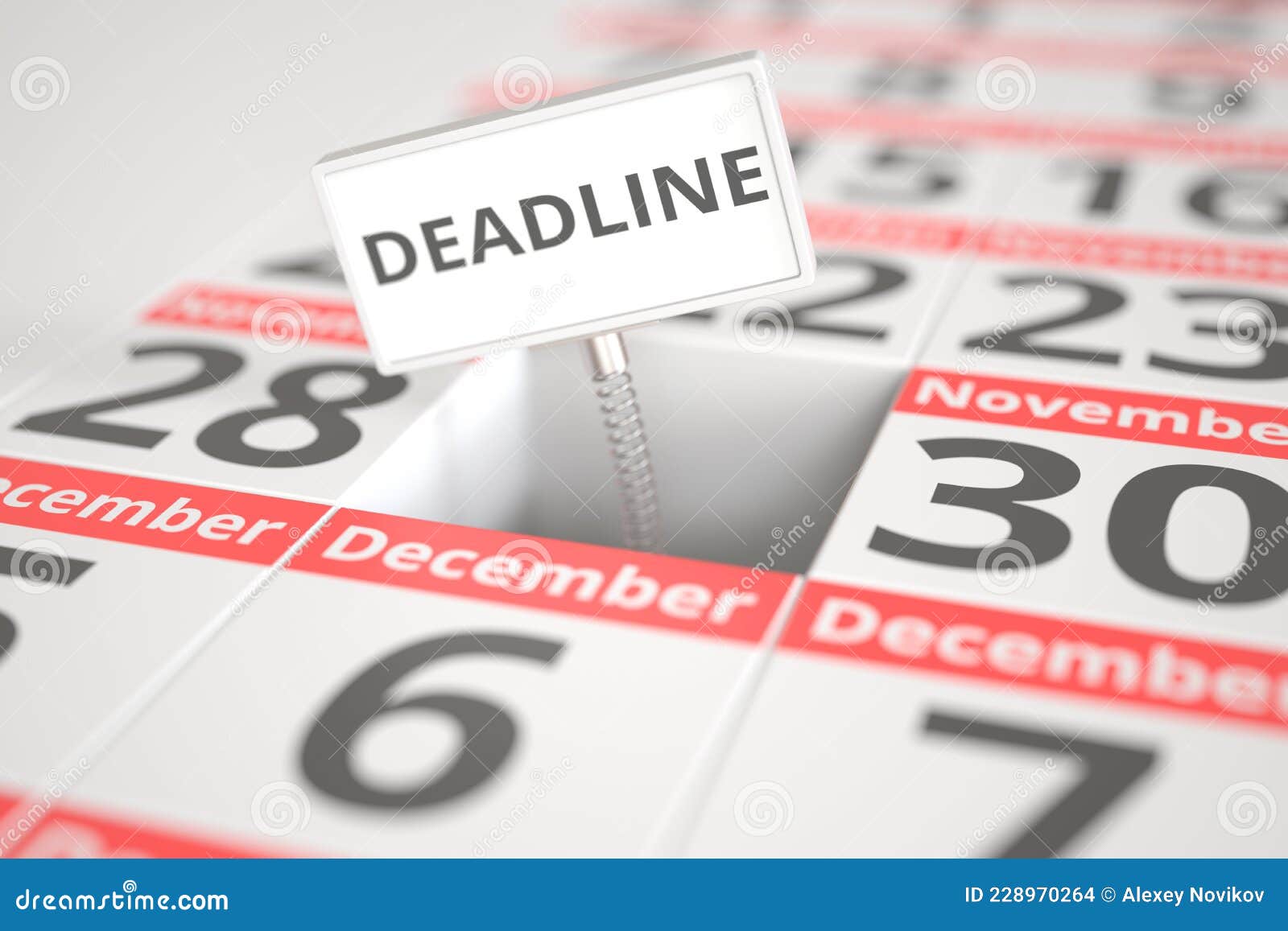 DEADLINE Plate on November 29 in a Calendar, 3d Rendering Stock ...