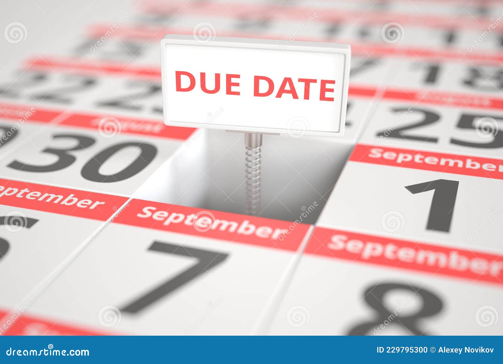DUE DATE Sign on August 31 in a Calendar, 3d Rendering Stock ...