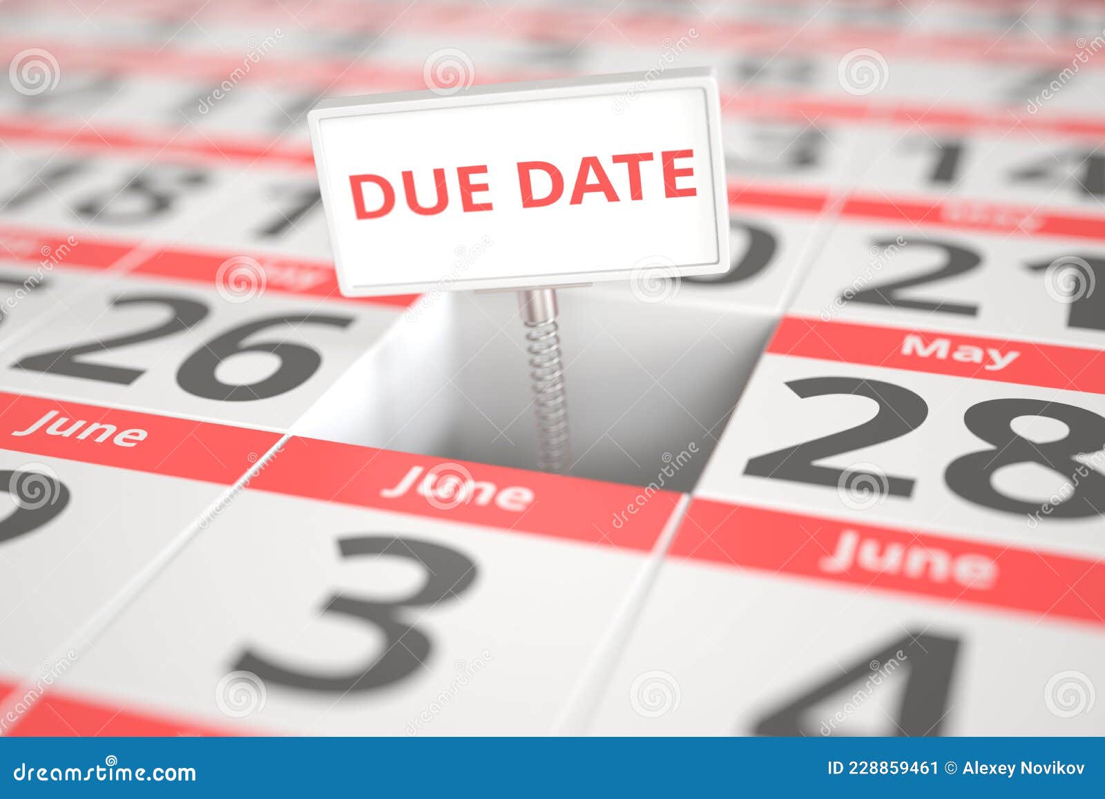 DUE DATE Sign on May 27 in a Calendar, 3d Rendering Stock Illustration ...