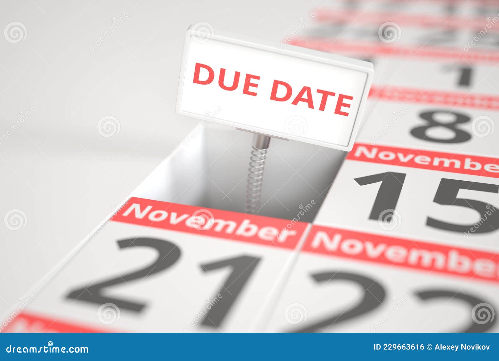 DUE DATE Sign on November 14 in a Calendar, 3d Rendering Stock ...