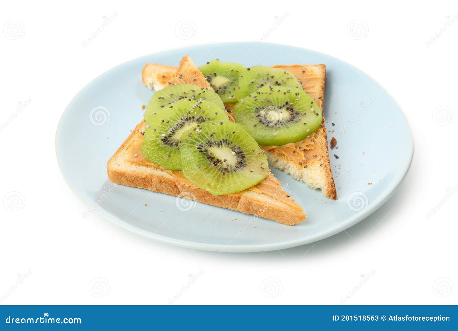 Plate with Toasts with Kiwi Isolated on White Background Stock Image ...