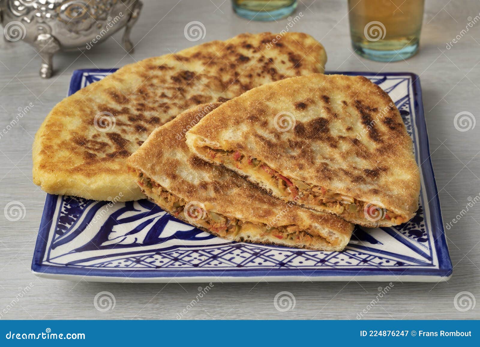 Plate with Traditional Fresh Baked Whole and Half Moroccan Stuffed ...