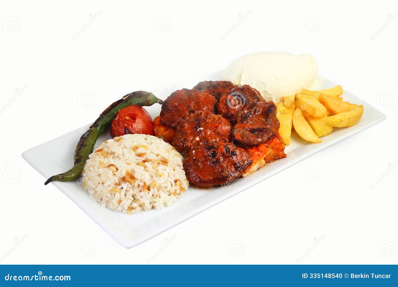 Plate of Traditional Grilled Meatballs on White Background Stock Photo ...