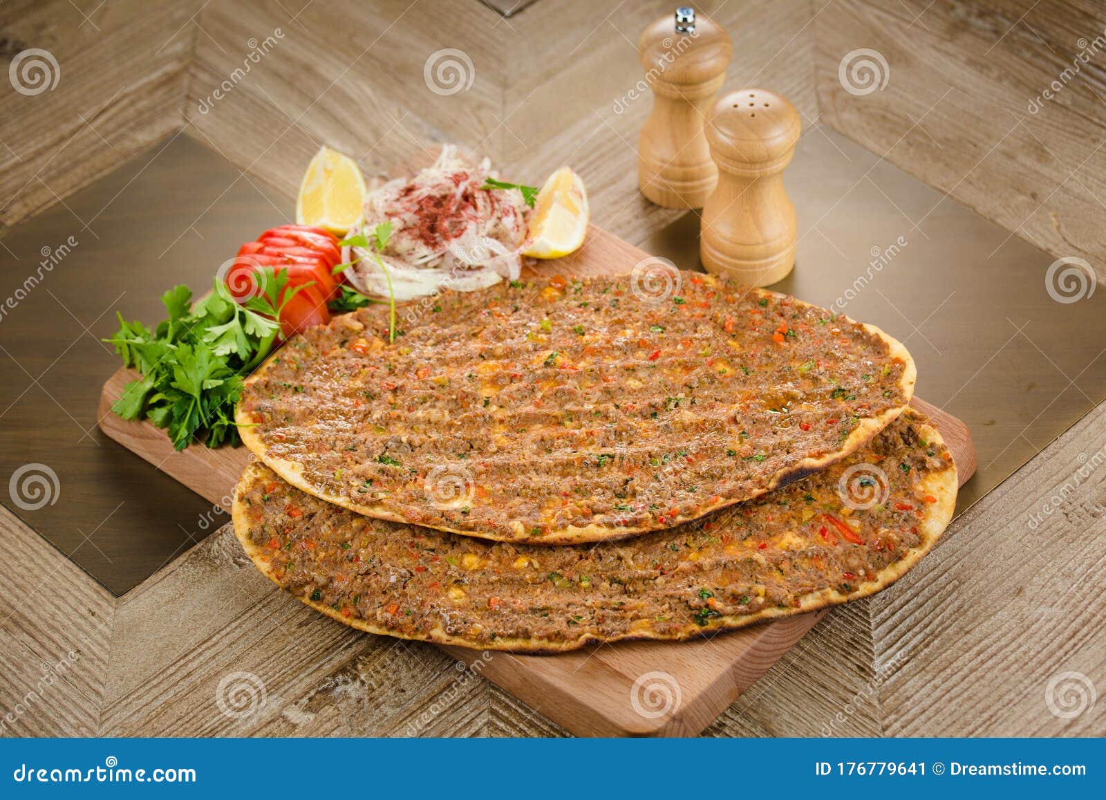 Plate of Traditional Syrian Manakish, Arabic Cusine Stock Image - Image ...