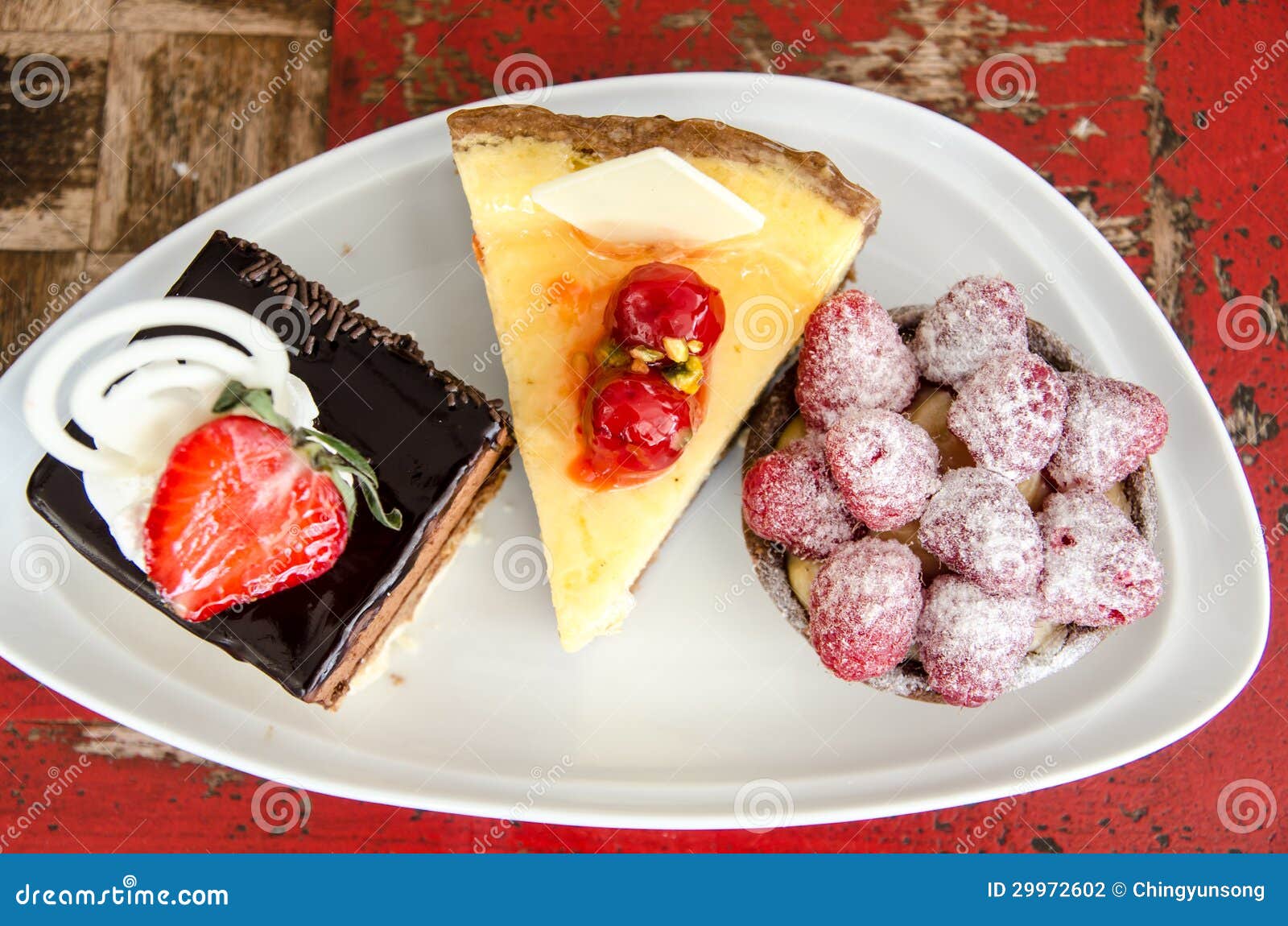Plate with 3 Types of Cakes Stock Photo - Image of culture, gourmet ...