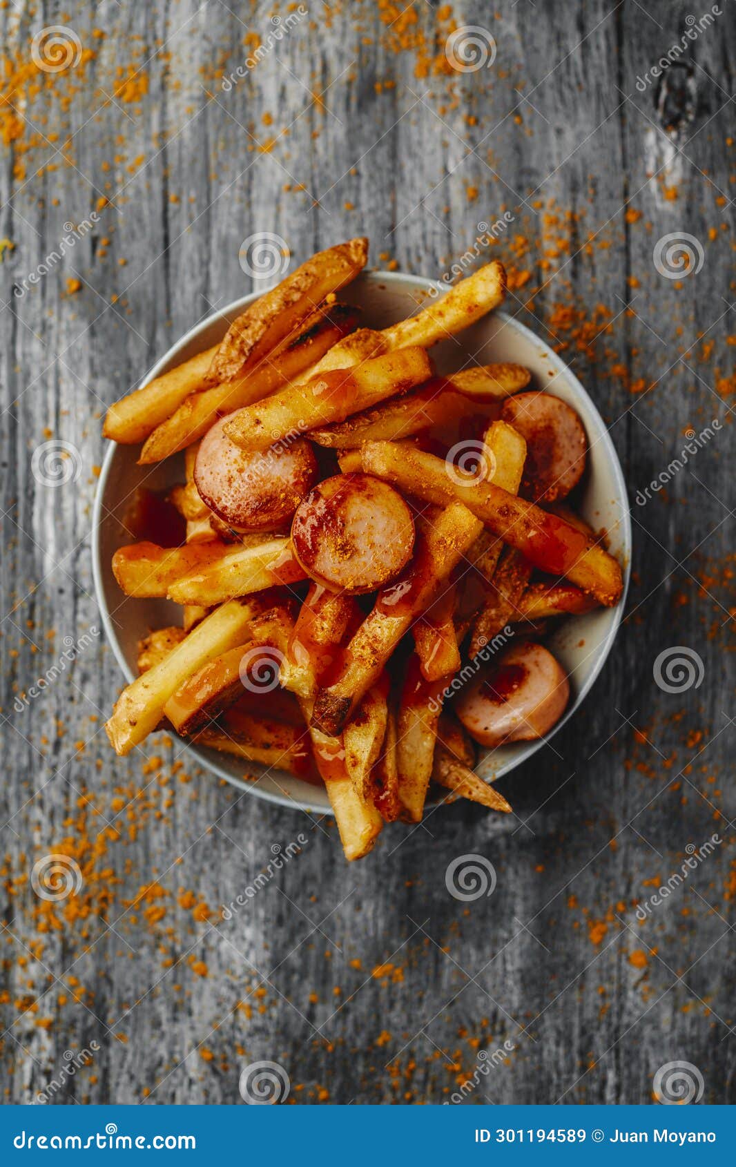 Plate with Typical German Currywurst and Chips Stock Image - Image of ...