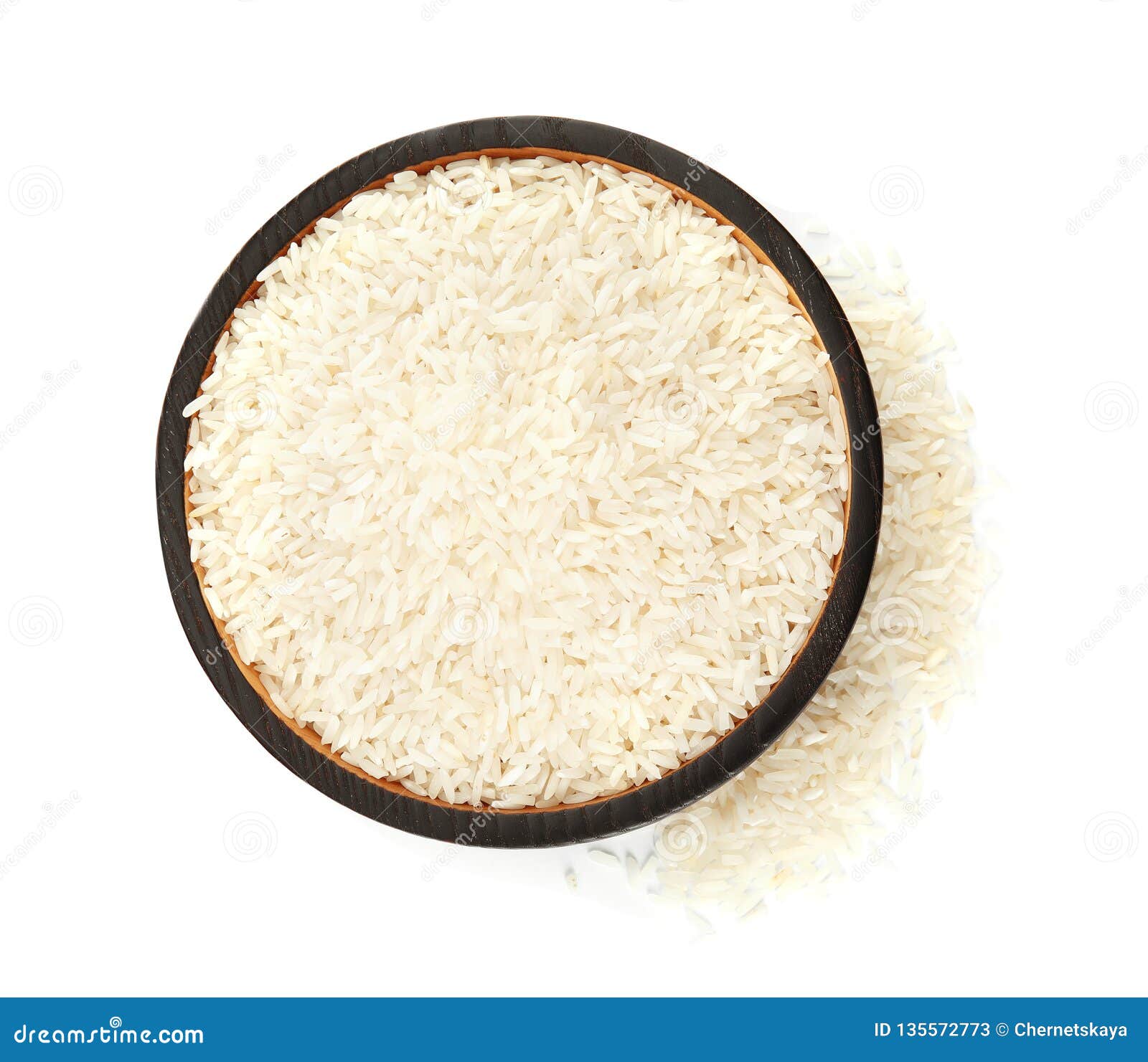 Plate with Uncooked Rice on White Background Stock Image - Image of ...