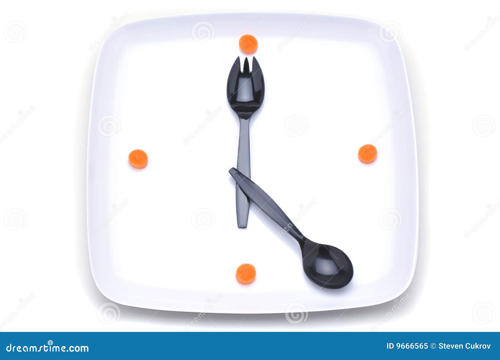 Plate with Utensils and Carrots Making Clock Face Stock Image - Image ...