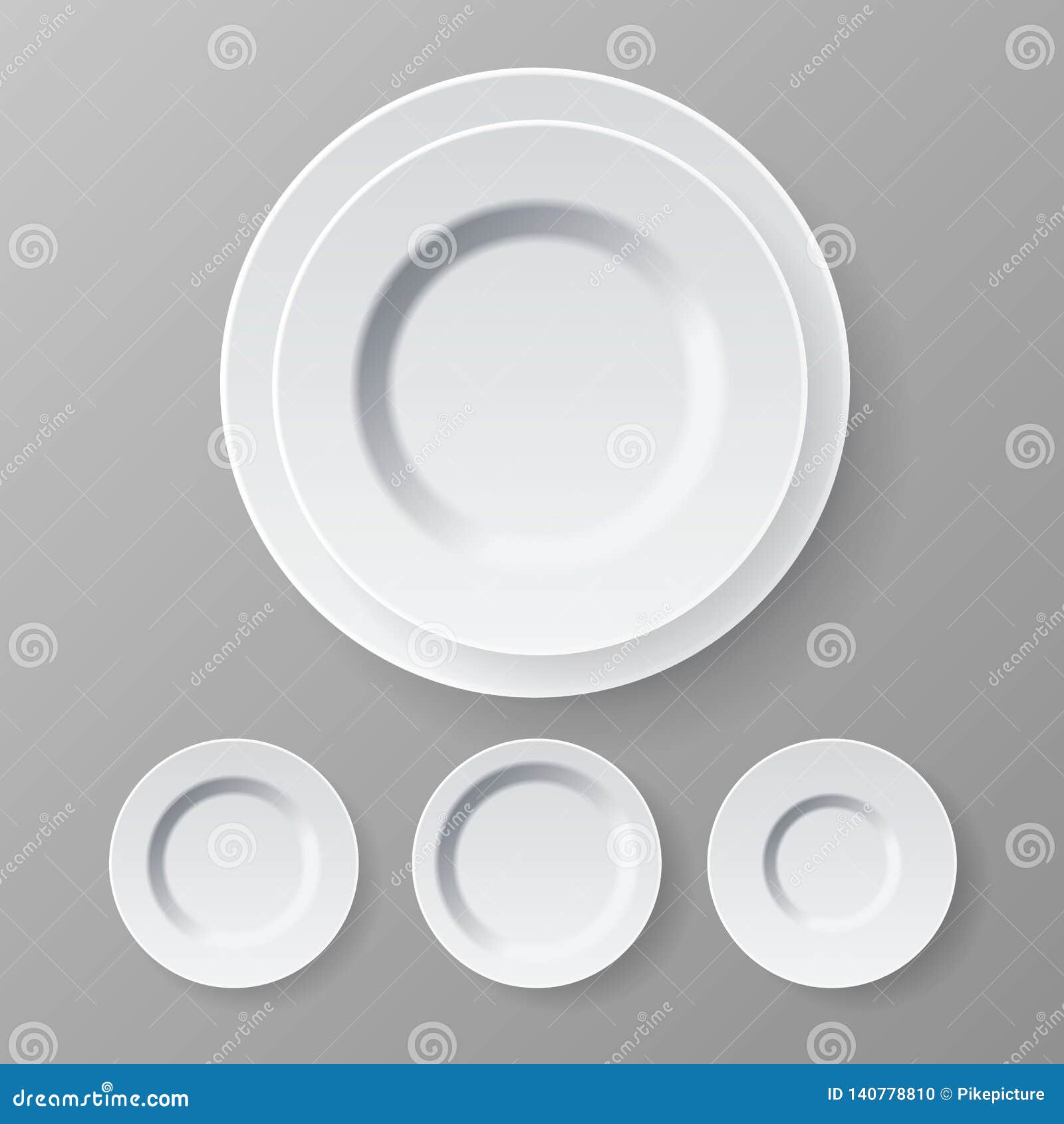 Plate Vector. Top View. Dinner White Clean Empty Plate. Kitchen ...