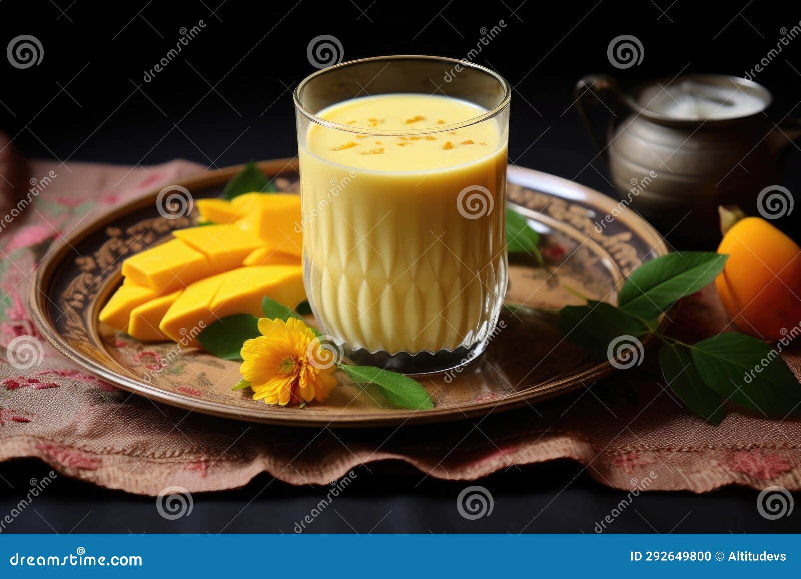 Mango Lassi Tall Glass, Yellow Color And Rich Texture Stock Photo ...