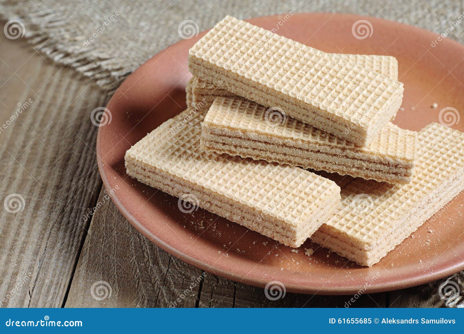 Plate with wafers stock image. Image of heap, candy, dark - 61655685