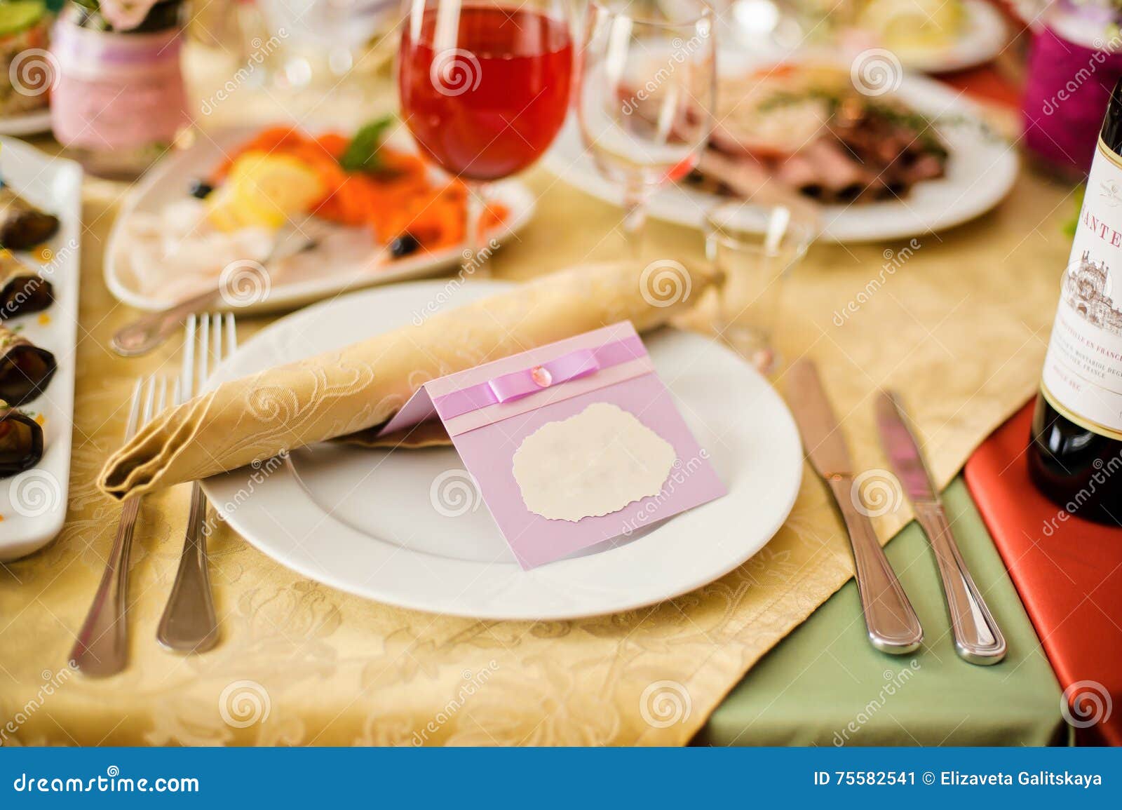 Plate on the Wedding Table with the Guest S Name Stock Image - Image of ...