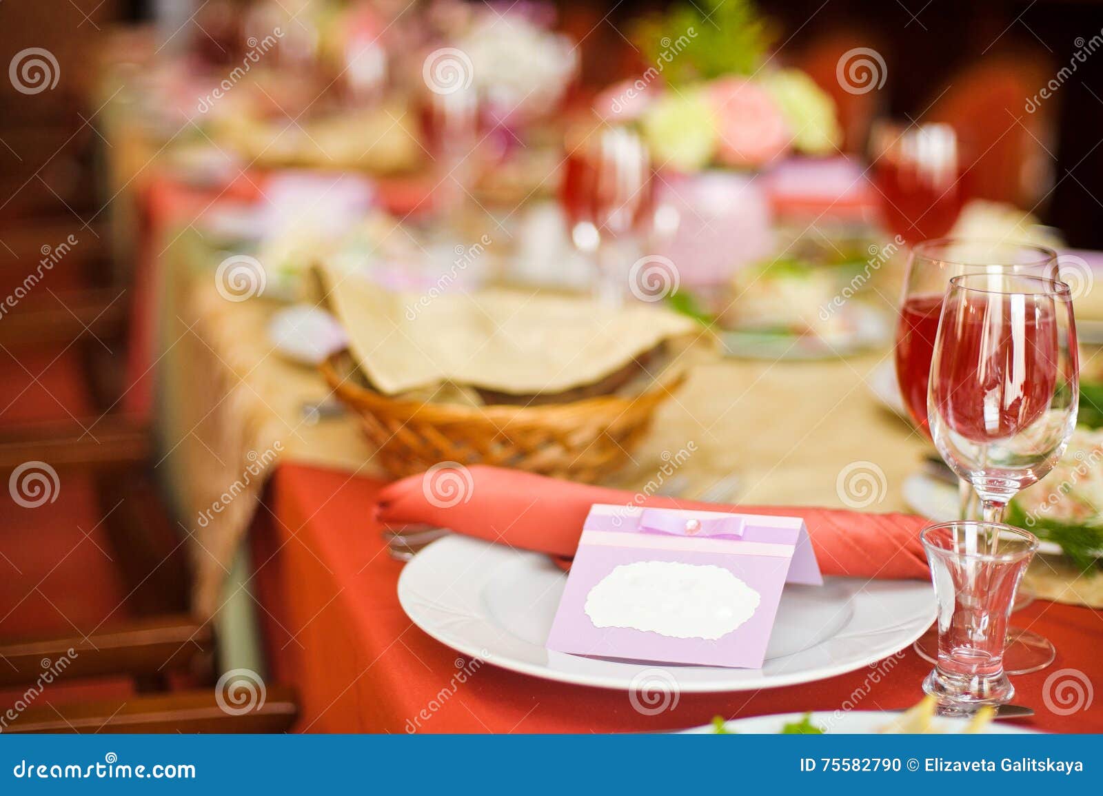 Plate on the Wedding Table with the Guest S Name Stock Photo - Image of ...