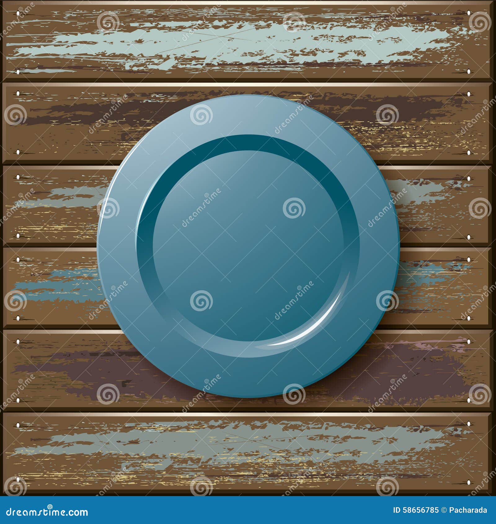 Plate on the wood table stock vector. Illustration of plate - 58656785