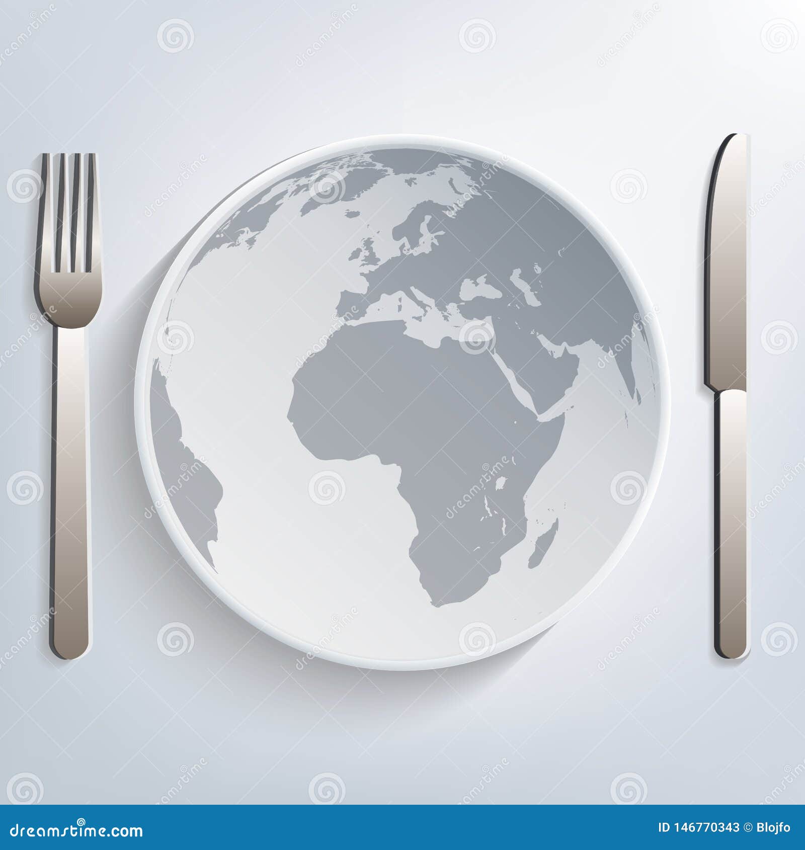 Plate and world map stock vector. Illustration of globe - 146770343