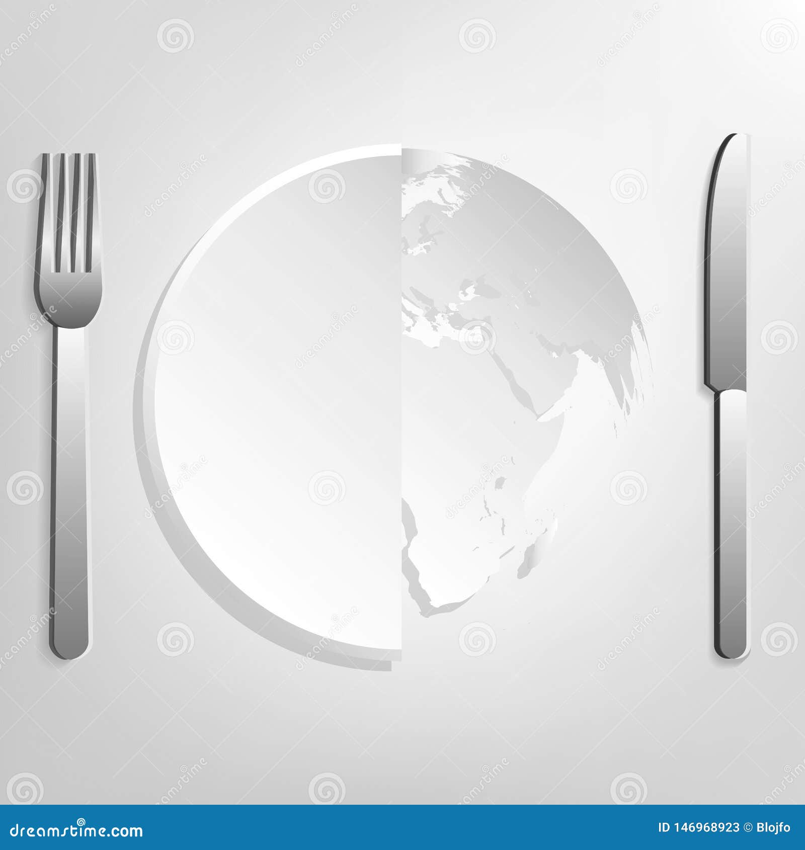 Plate and World Map Joined Together Stock Vector - Illustration of feed ...