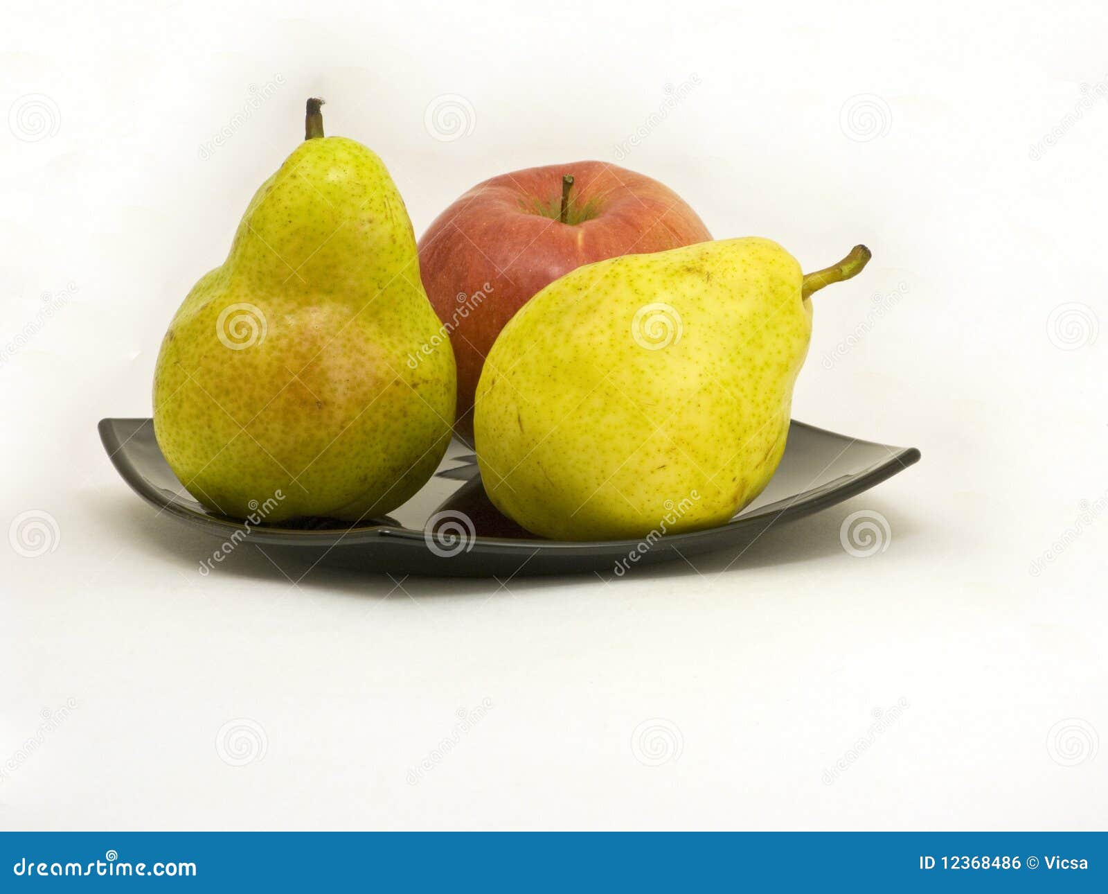 Plate with Yellow Pears and Apple Stock Photo - Image of market, black ...