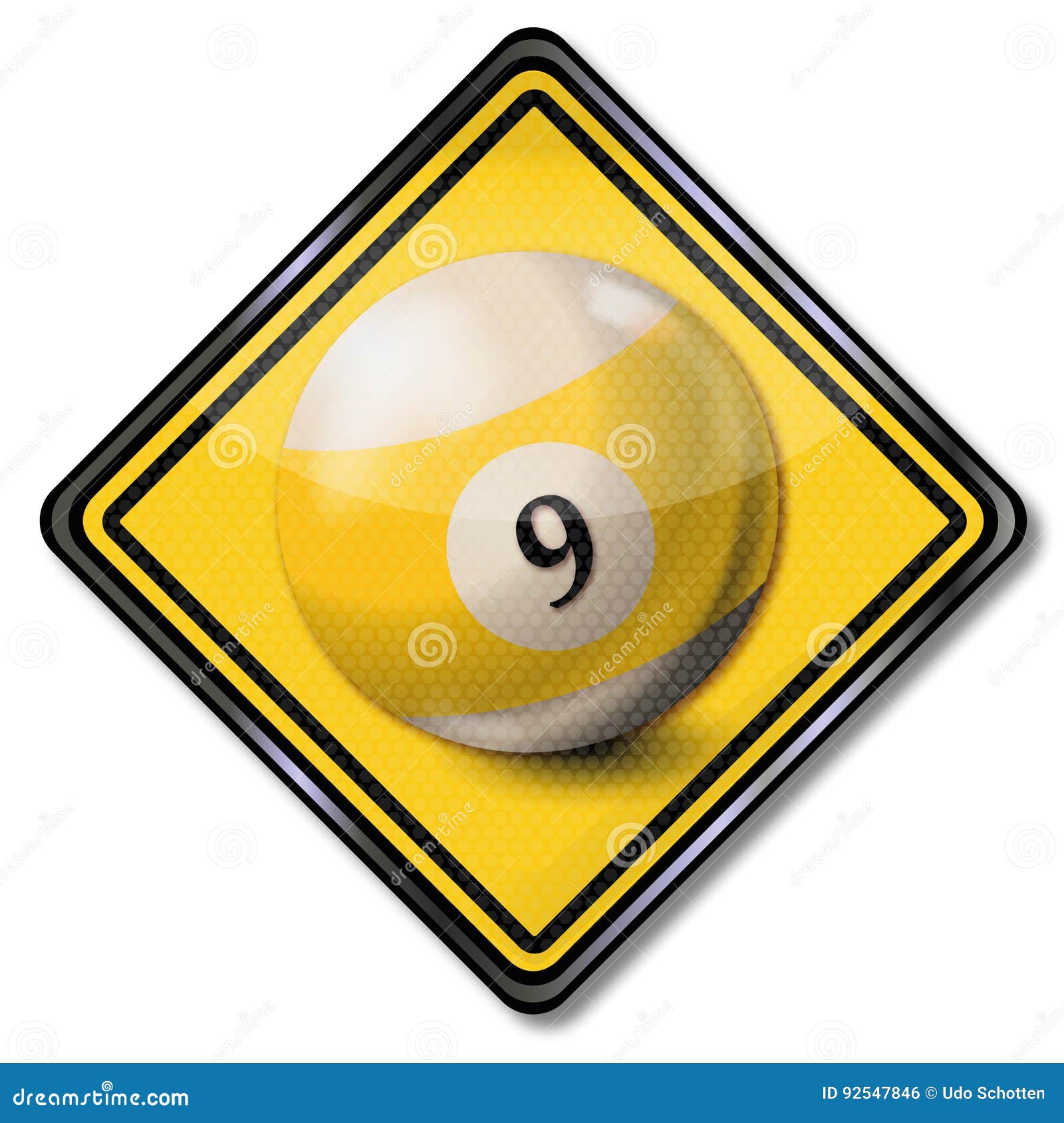 Plate Yellow White Pool Billiard Ball Number 9 Stock Vector ...