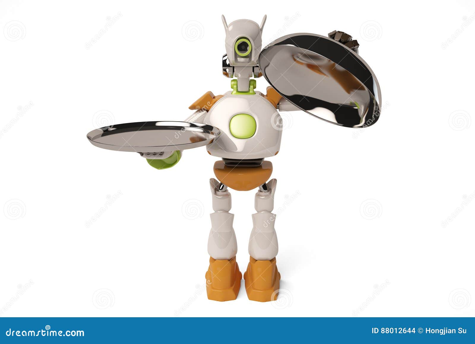 Plateau En Acier Ouvert De Robot, Illustration 3D Illustration Stock ...