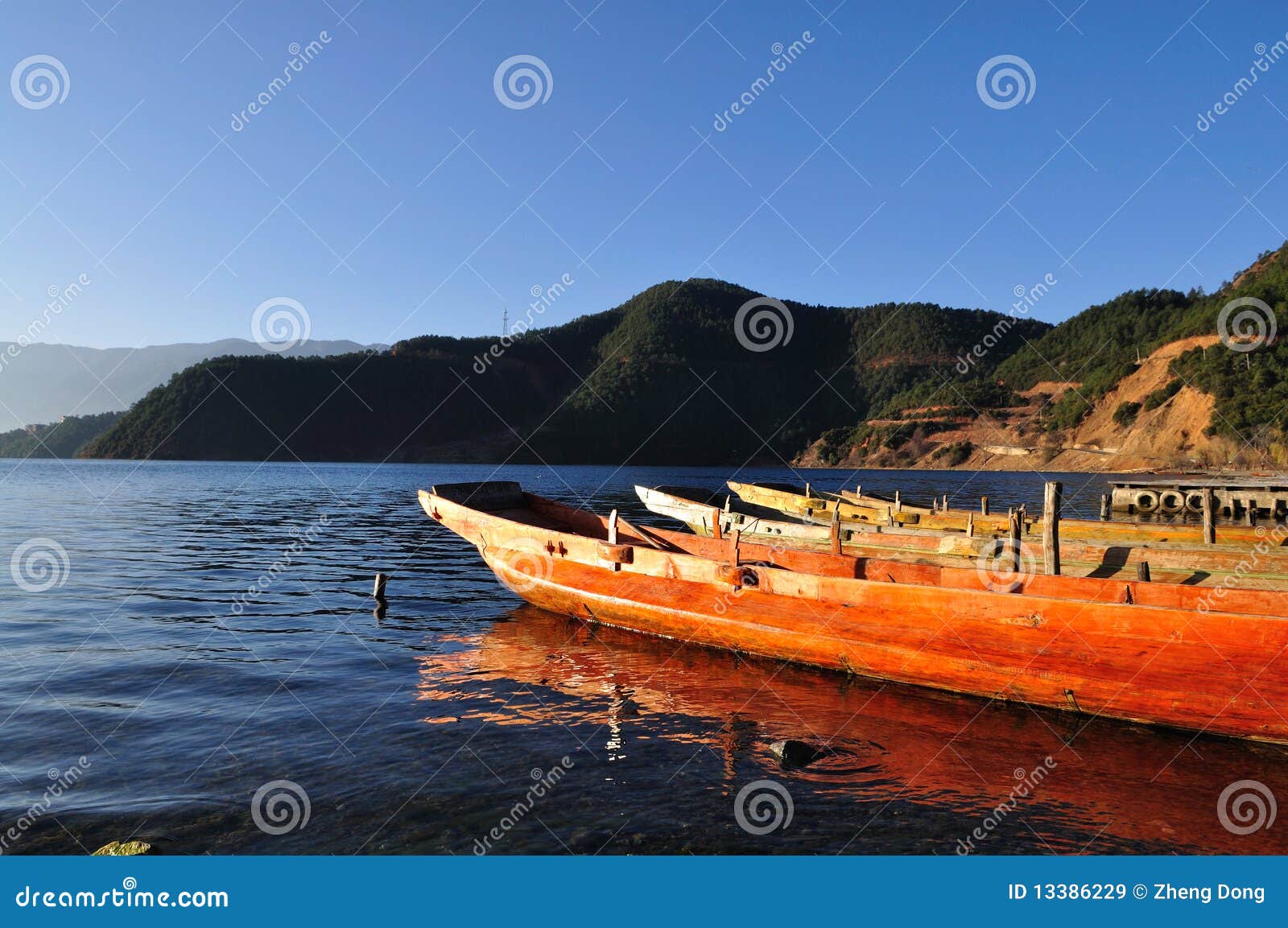 Plateau Lake stock image. Image of sichuan, boat, blue - 13386229