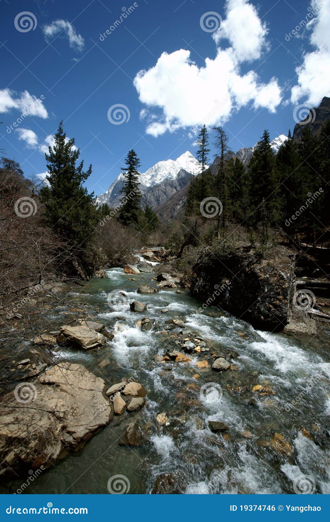Plateau River with Blue Sky in Sichuan of China Stock Photo - Image of ...