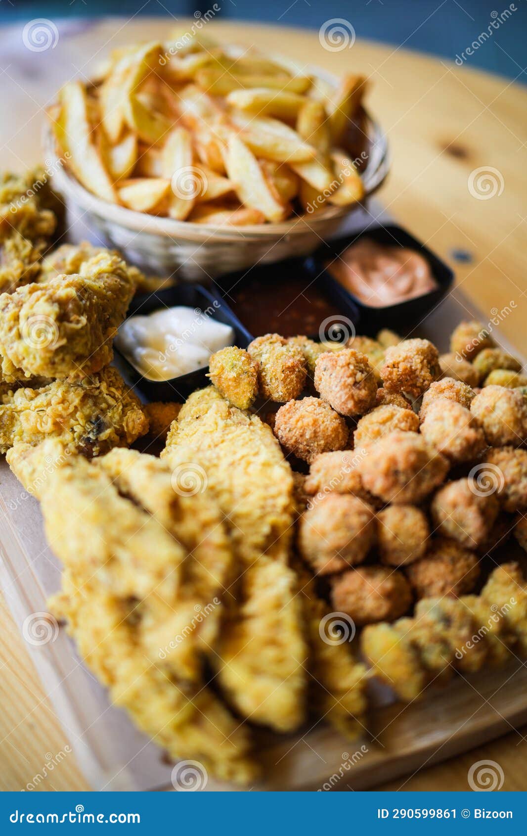 Plateau with Various Types of Fried Meat Stock Image - Image of ...