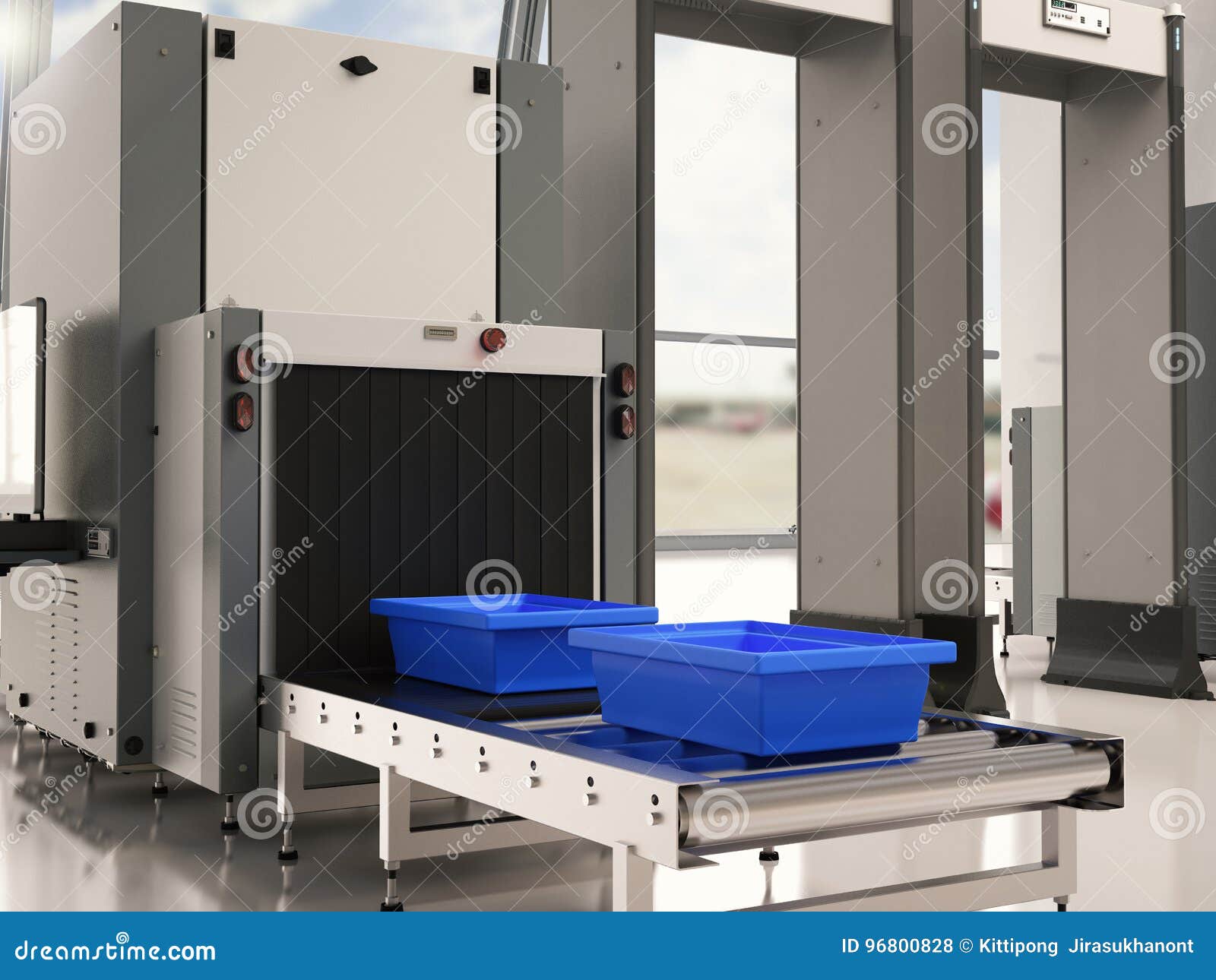 Plateaux Vides Sur La Machine De Scanner Illustration Stock ...