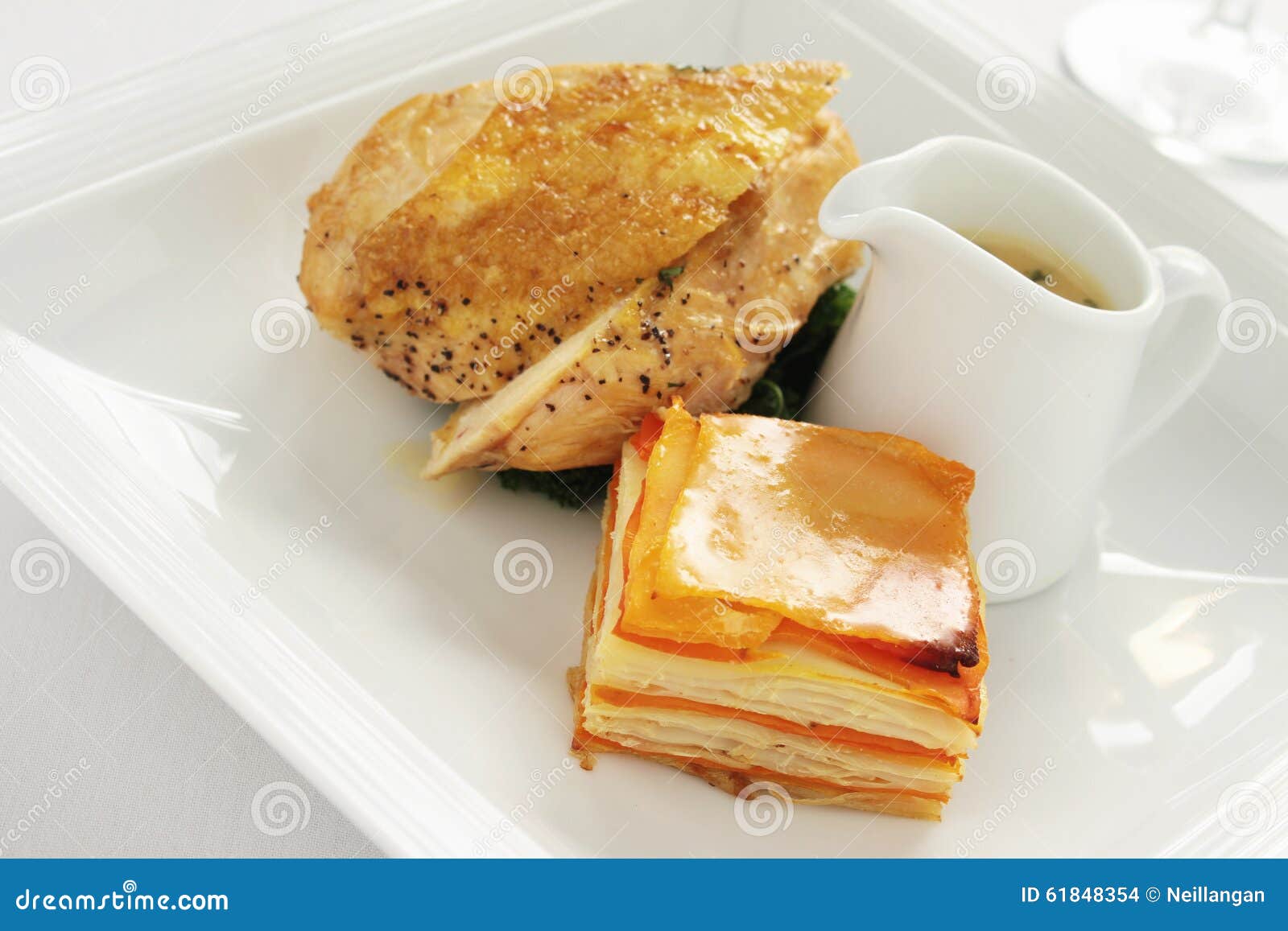 Plated chicken dinner stock photo. Image of food, lunch - 61848354