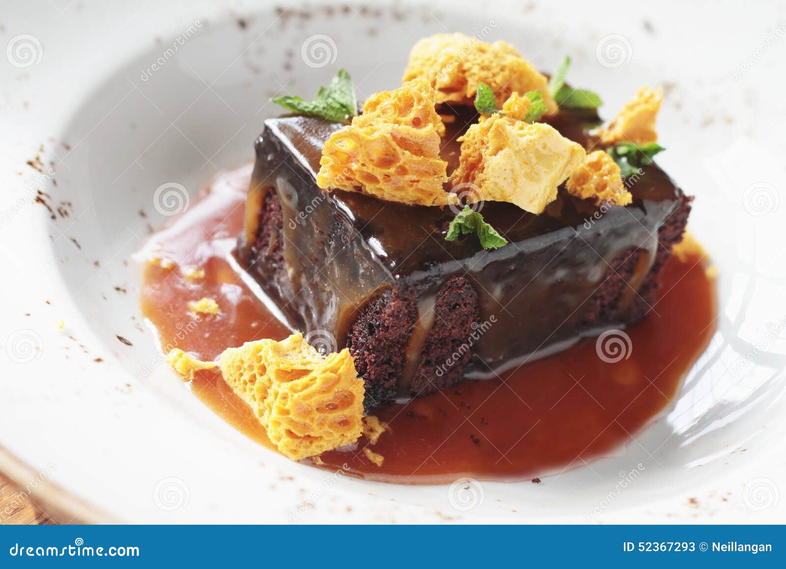 Plated Chocolate Sponge Dessert Stock Image - Image of delicious ...