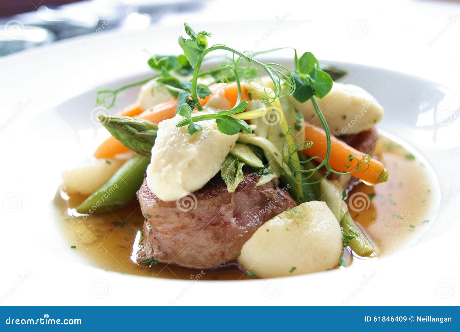 Plated lamb dinner stock image. Image of chop, vegetables - 61846409