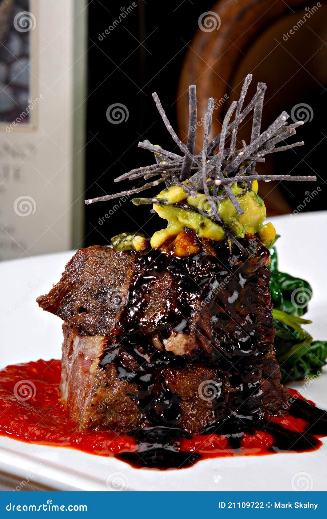 Plated short ribs stock photo. Image of plate, ribs, avocado - 21109722