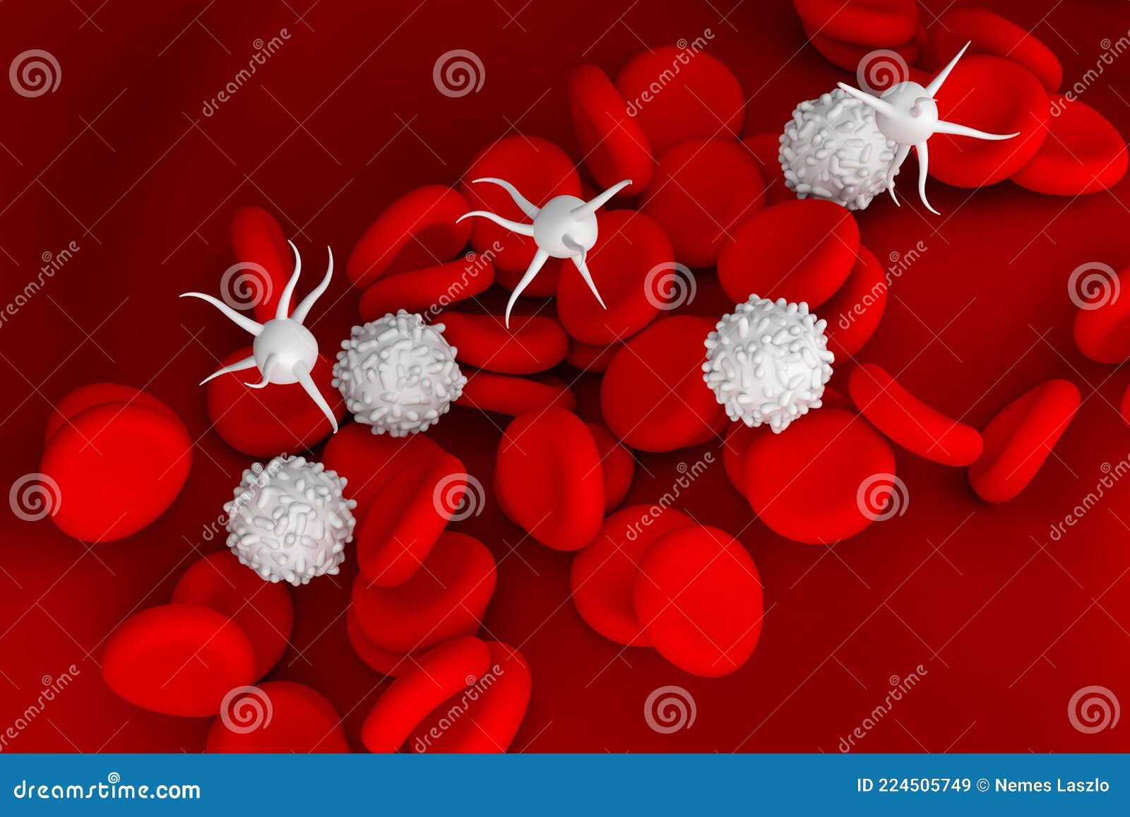 Platelet Thrombocyte with Red and White Blood Cells 3d Illustration ...