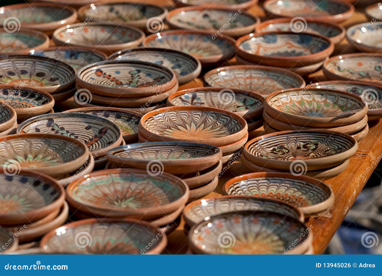 Handmade Plates with Traditional Romanian Design Stock Photo - Image of ...