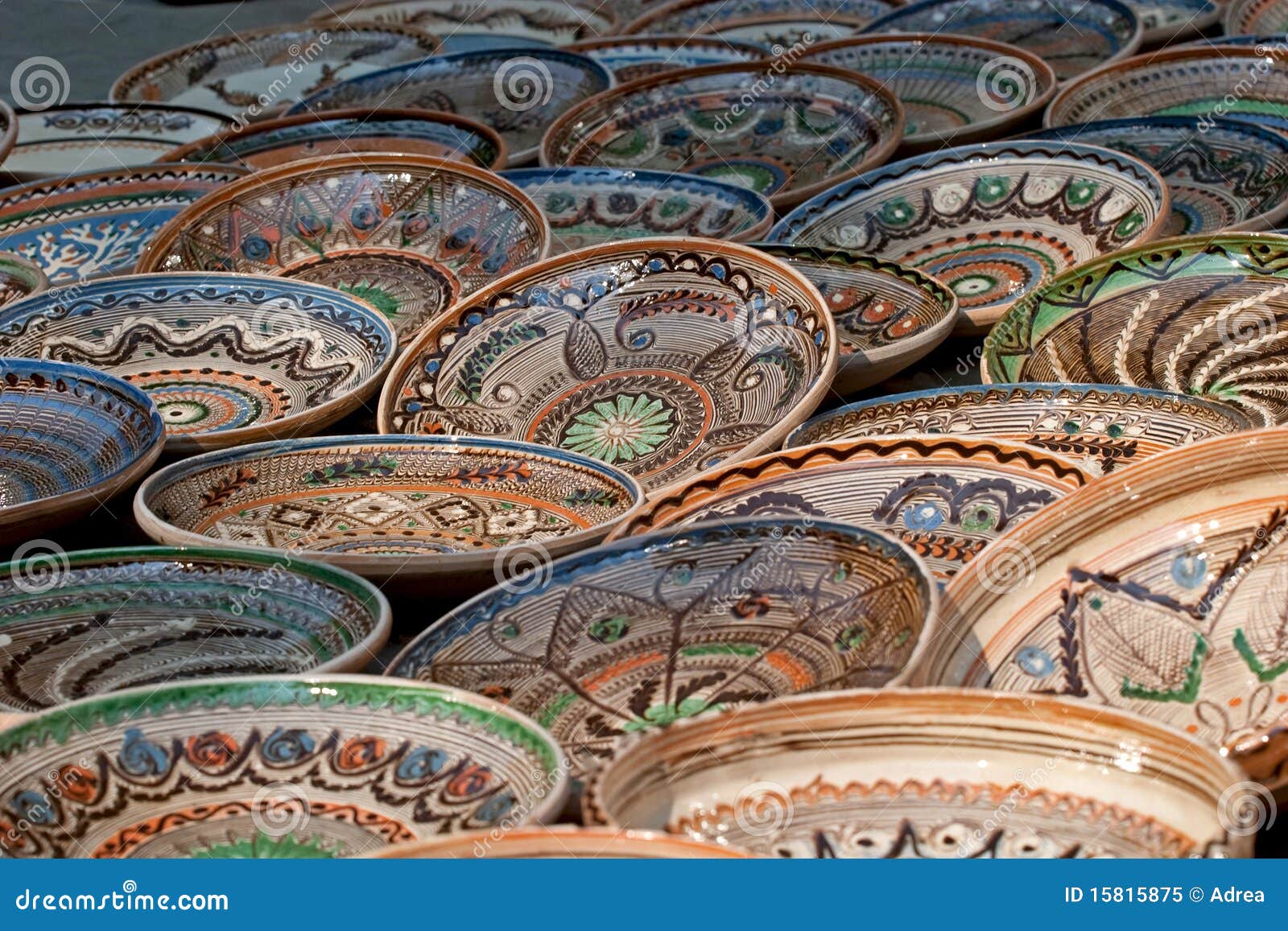 Handmade Plates with Traditional Romanian Design Stock Image - Image of ...
