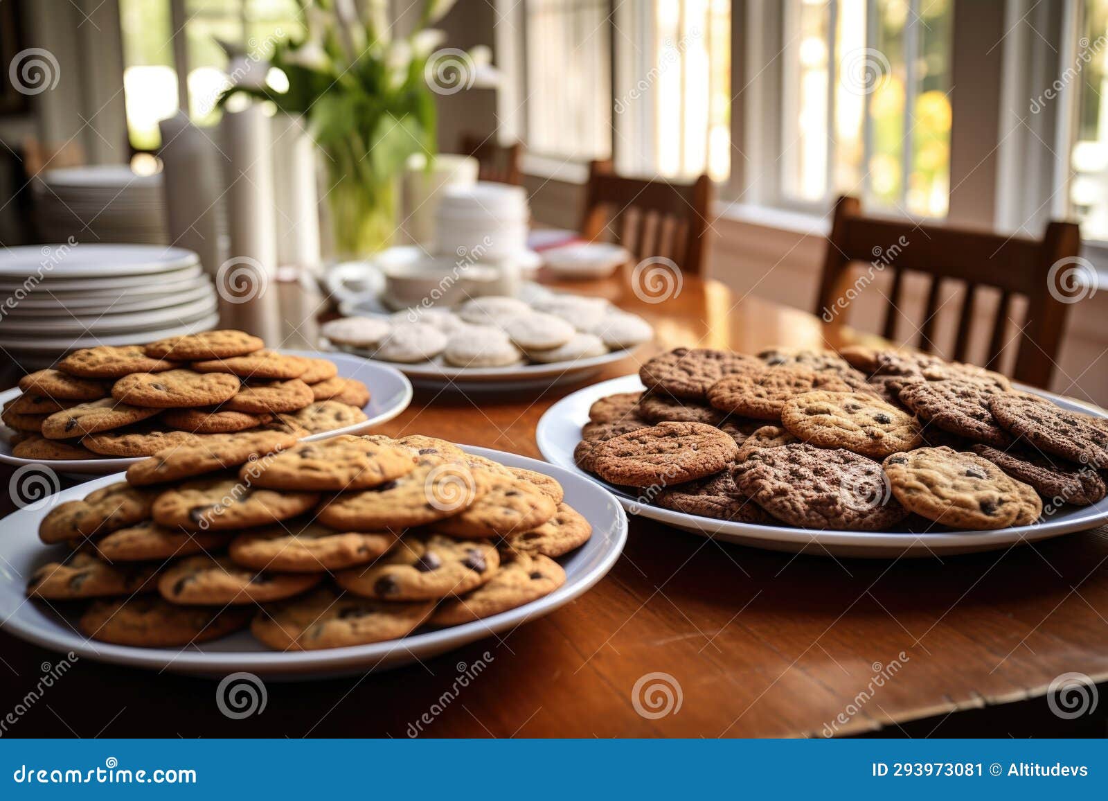 Plates of Cookies Spread Out on a Dining Table Stock Image - Image of ...