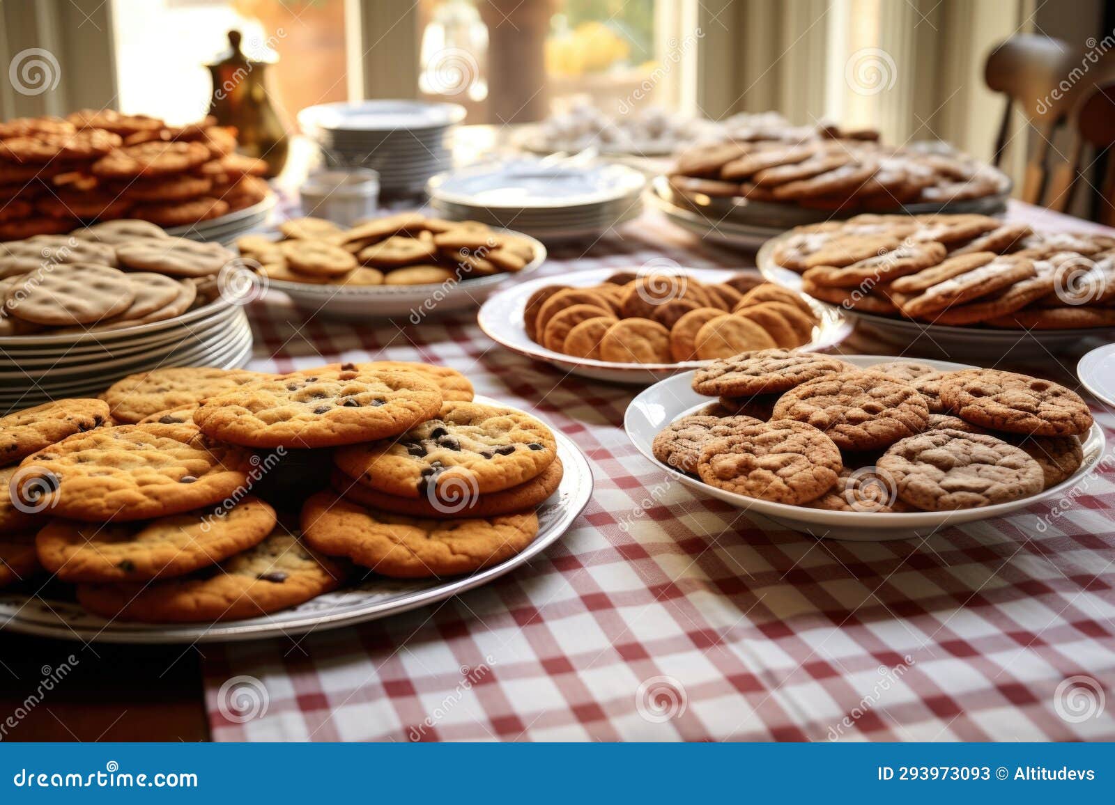 Plates of Cookies Spread Out on a Dining Table Stock Image - Image of ...