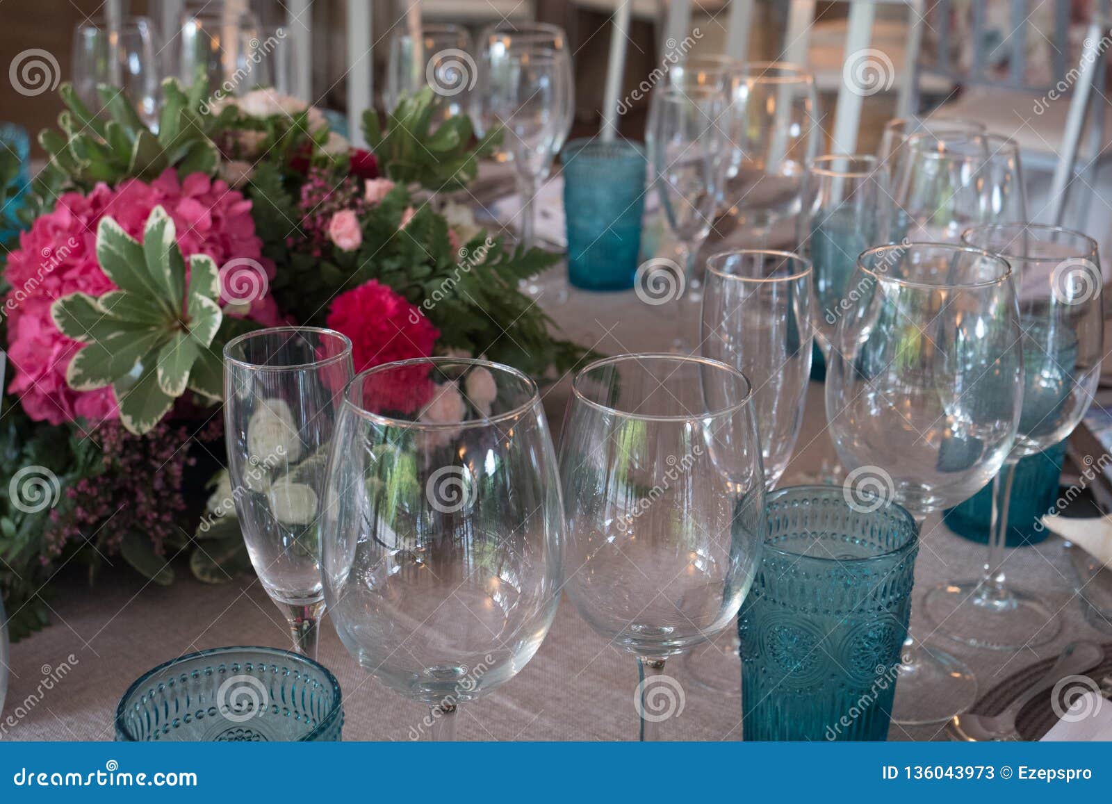 Plates Covered in Table for Wedding Stock Image - Image of date ...