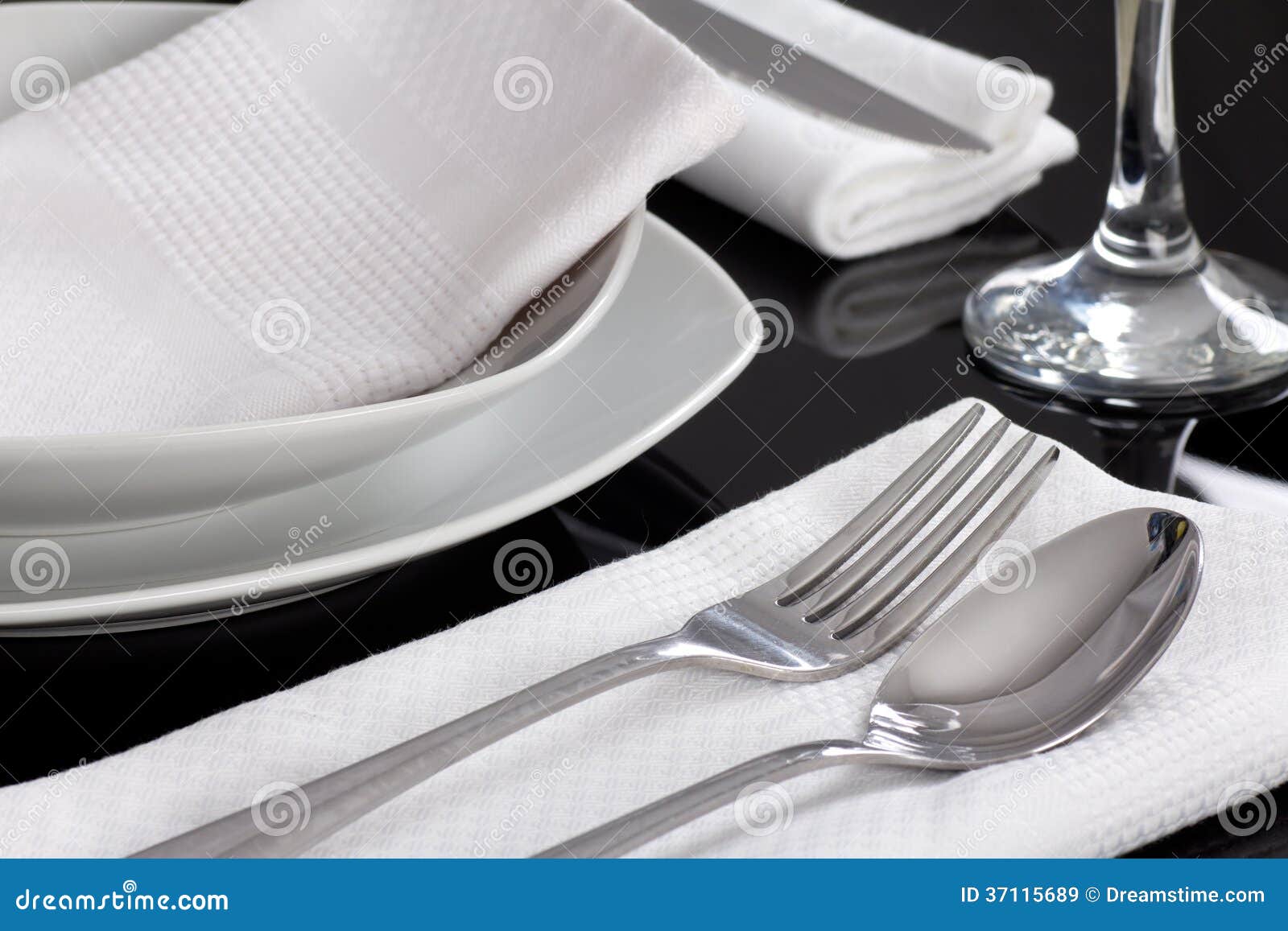 Plates and Cutlery Served at the Table Stock Image - Image of cutlery ...