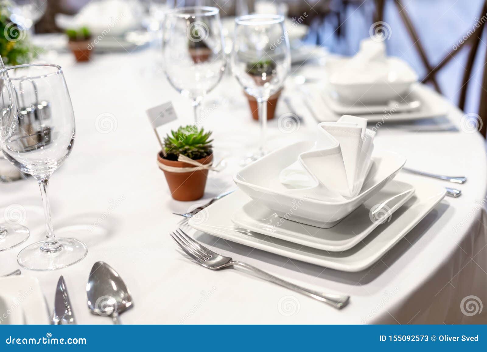 Plates and Dishes on Dining Table Stock Image - Image of party, fancy ...