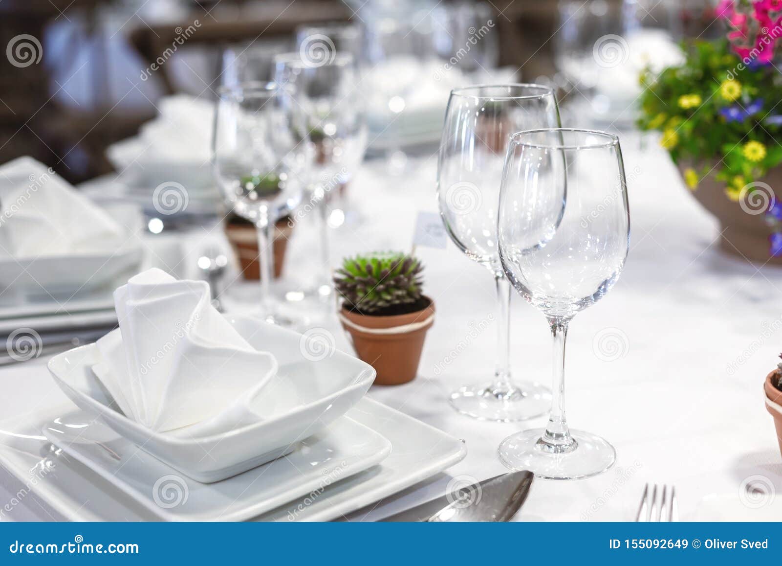 Plates and Dishes on Dining Table Stock Image - Image of restaurant ...