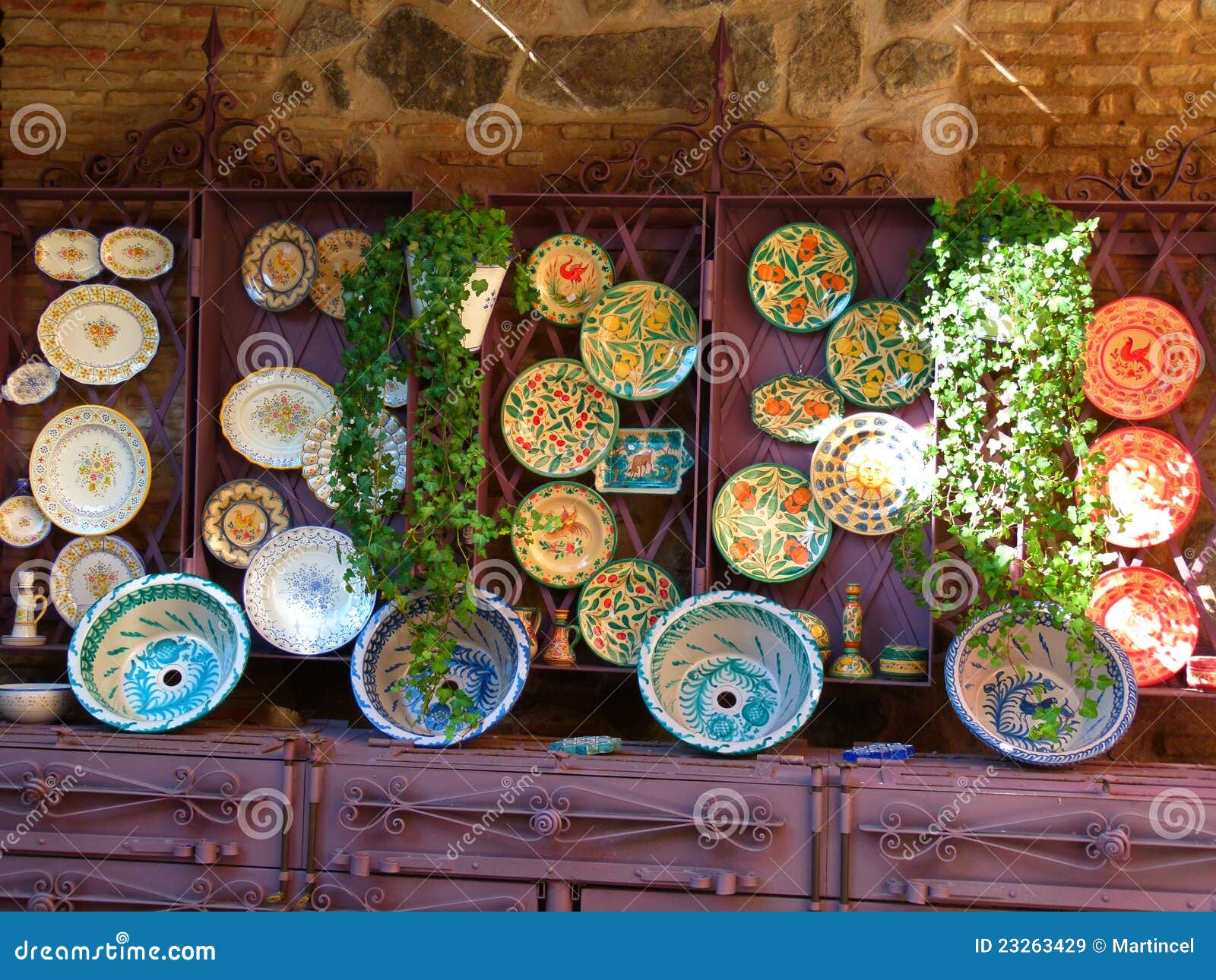 Plates on display stock image. Image of shapes, combination - 23263429