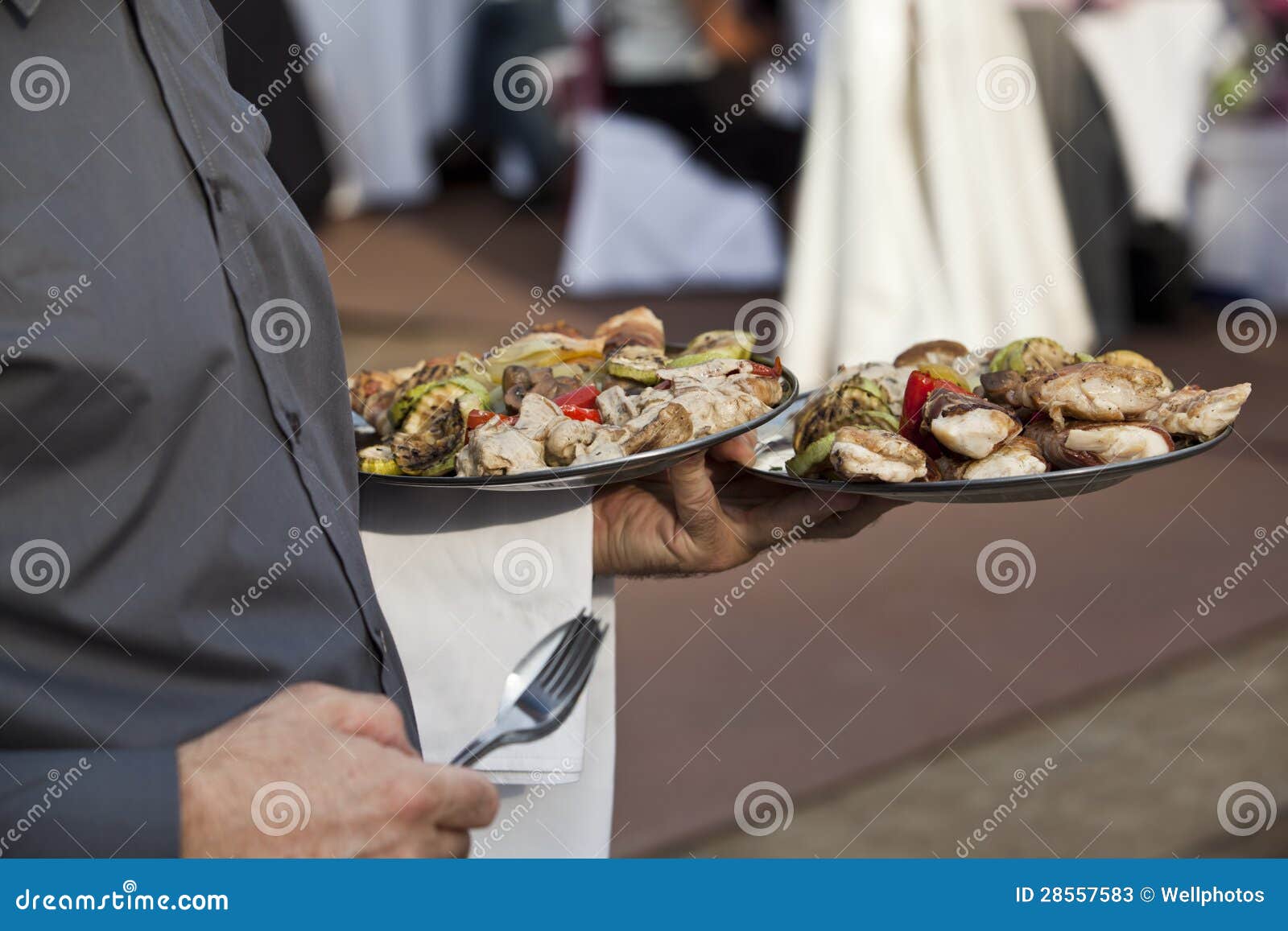 Plates of food stock image. Image of fork, server, serve - 28557583