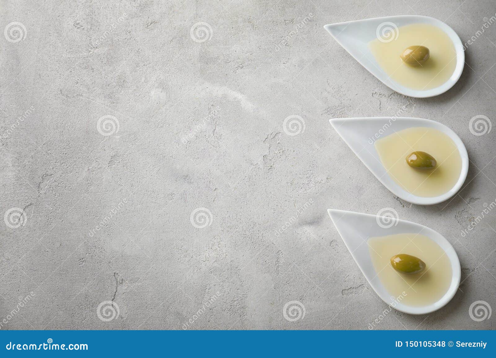 Plates with Fresh Olive Oil on Table, Flat Lay Stock Photo - Image of ...