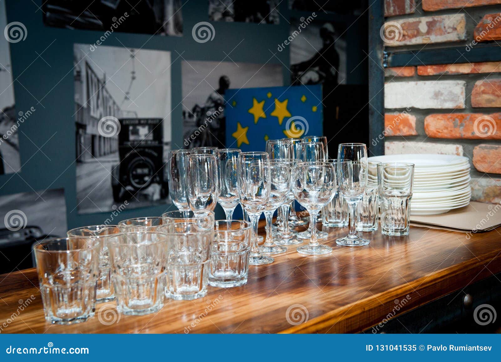 Plates Glasses and Glasses for Serving the Table Stock Image - Image of ...