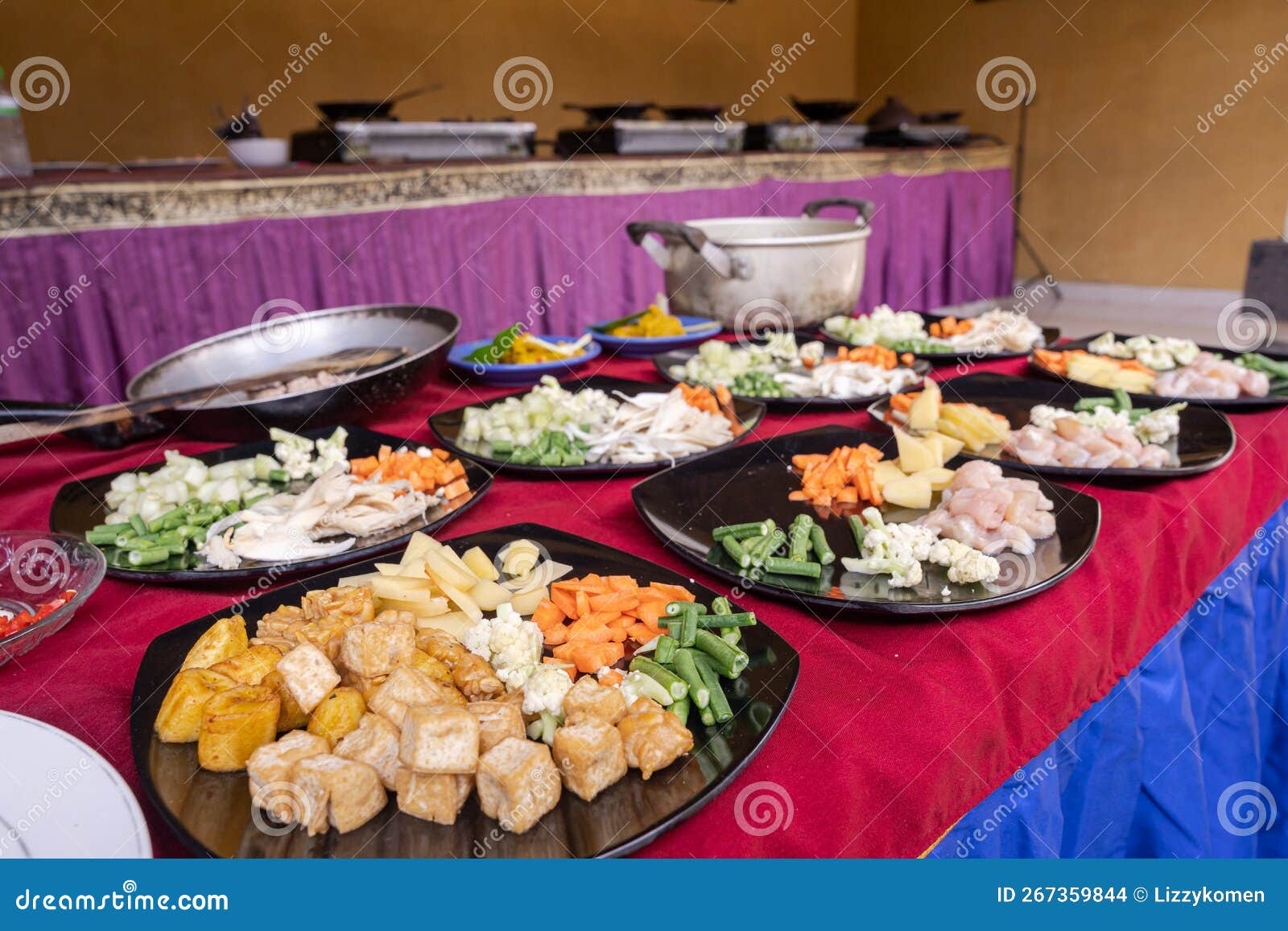 Plates of Prepared Ingredients for a Balinese Cooking Class Stock Photo ...