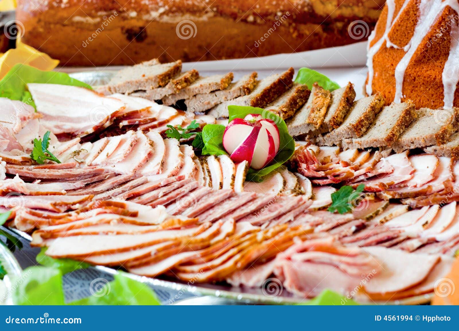 Plates with sliced ham stock photo. Image of closeup, freshness - 4561994