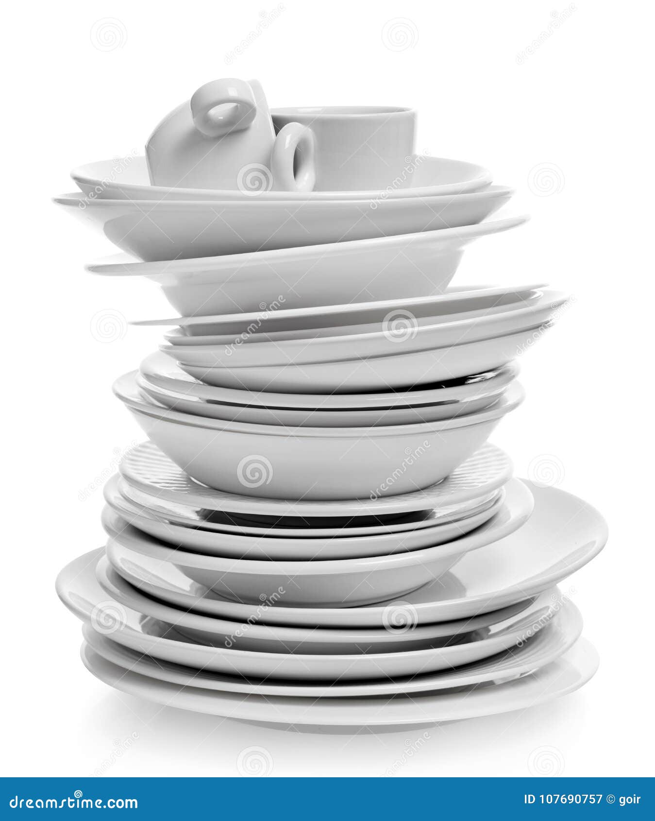 Plates stack on white stock image. Image of balance - 107690757