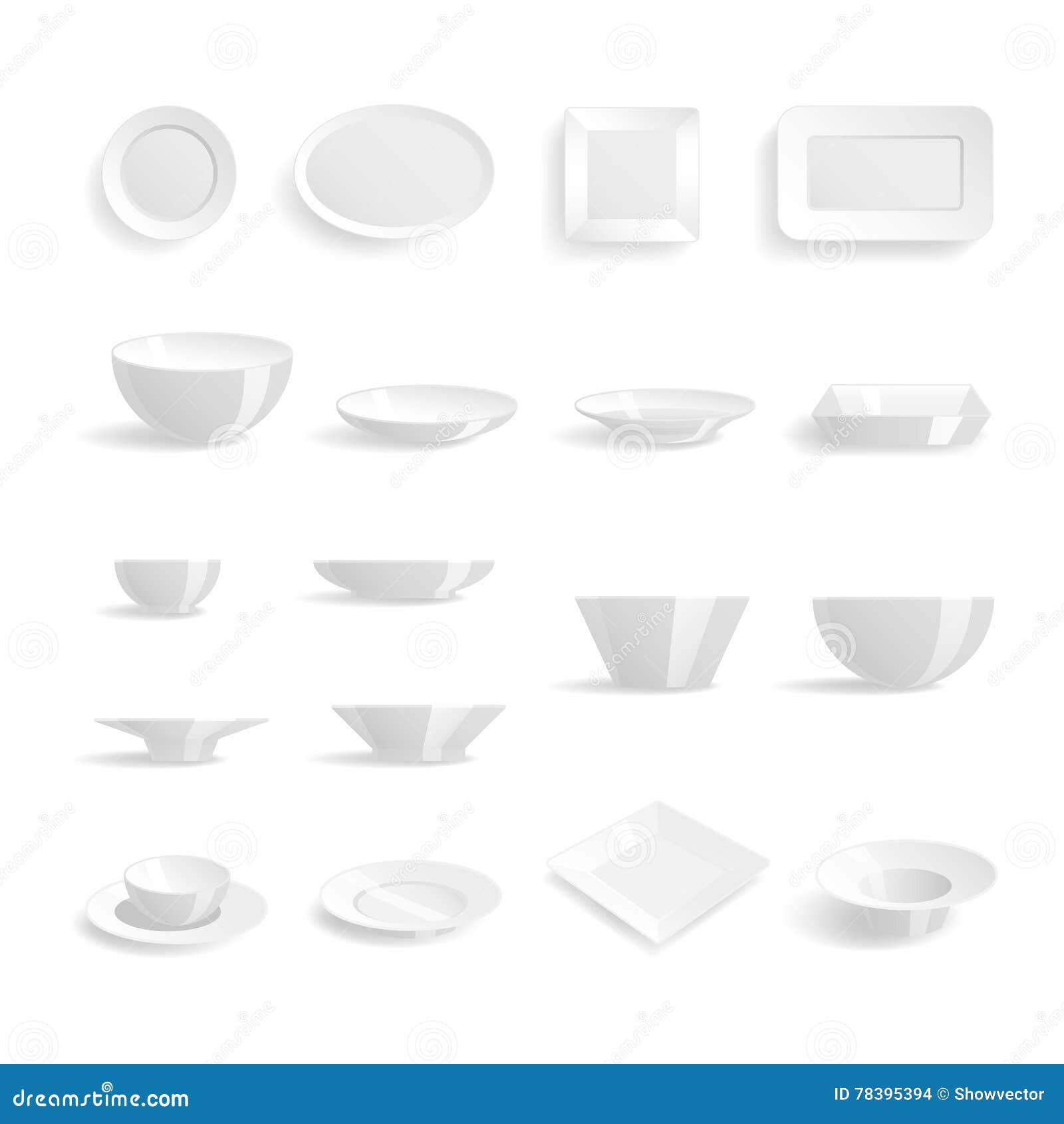 Plates Templates Vector Set. Stock Vector - Illustration of porcelain ...