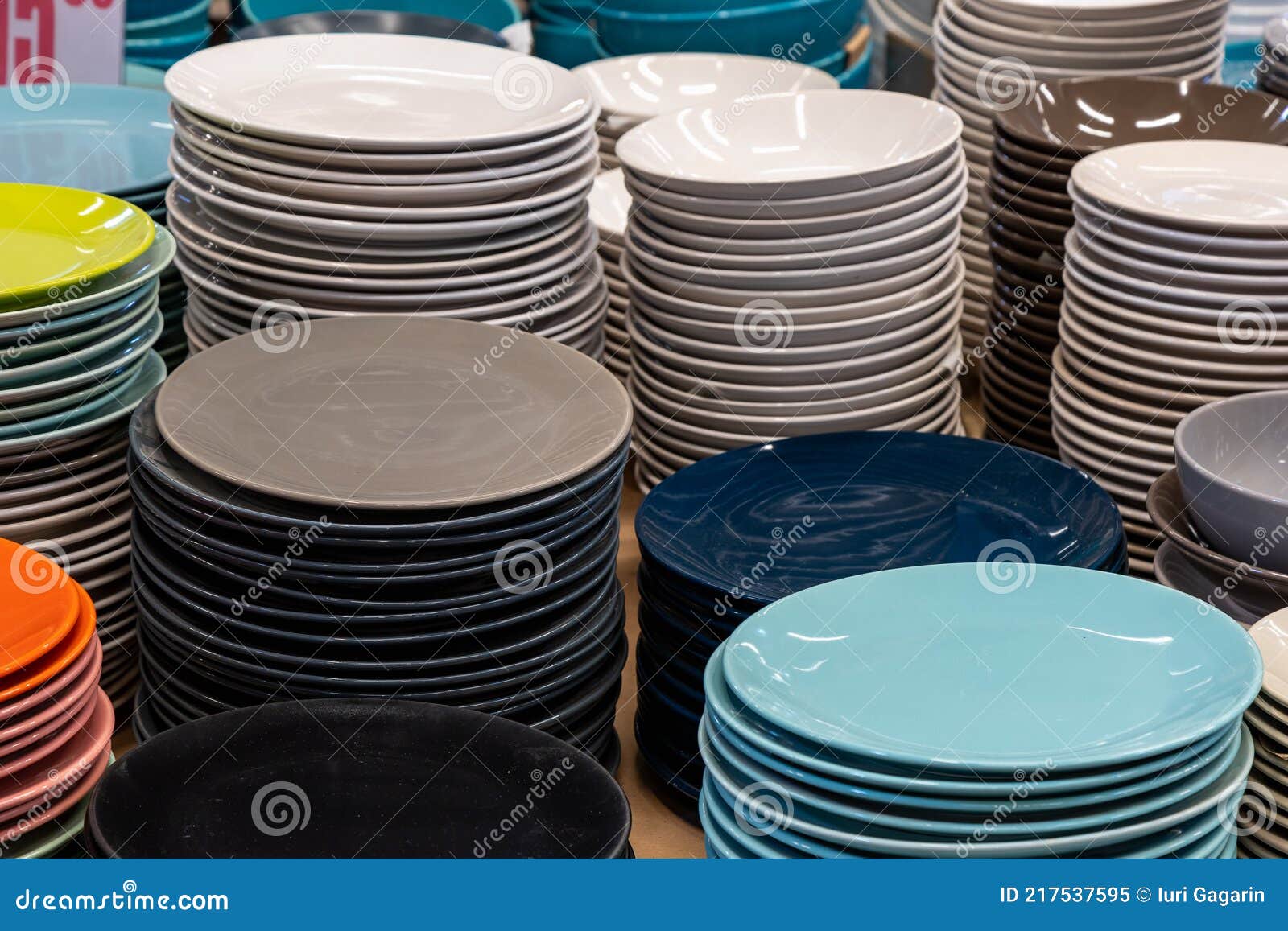 Plates and Utensils in Self Service Store. Background Stock Image ...